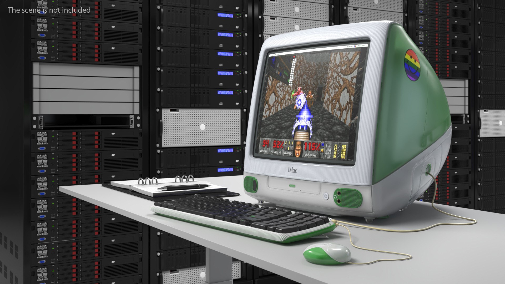 3D Model Apple IMac 1998 Green With Stickers - TurboSquid 2382880