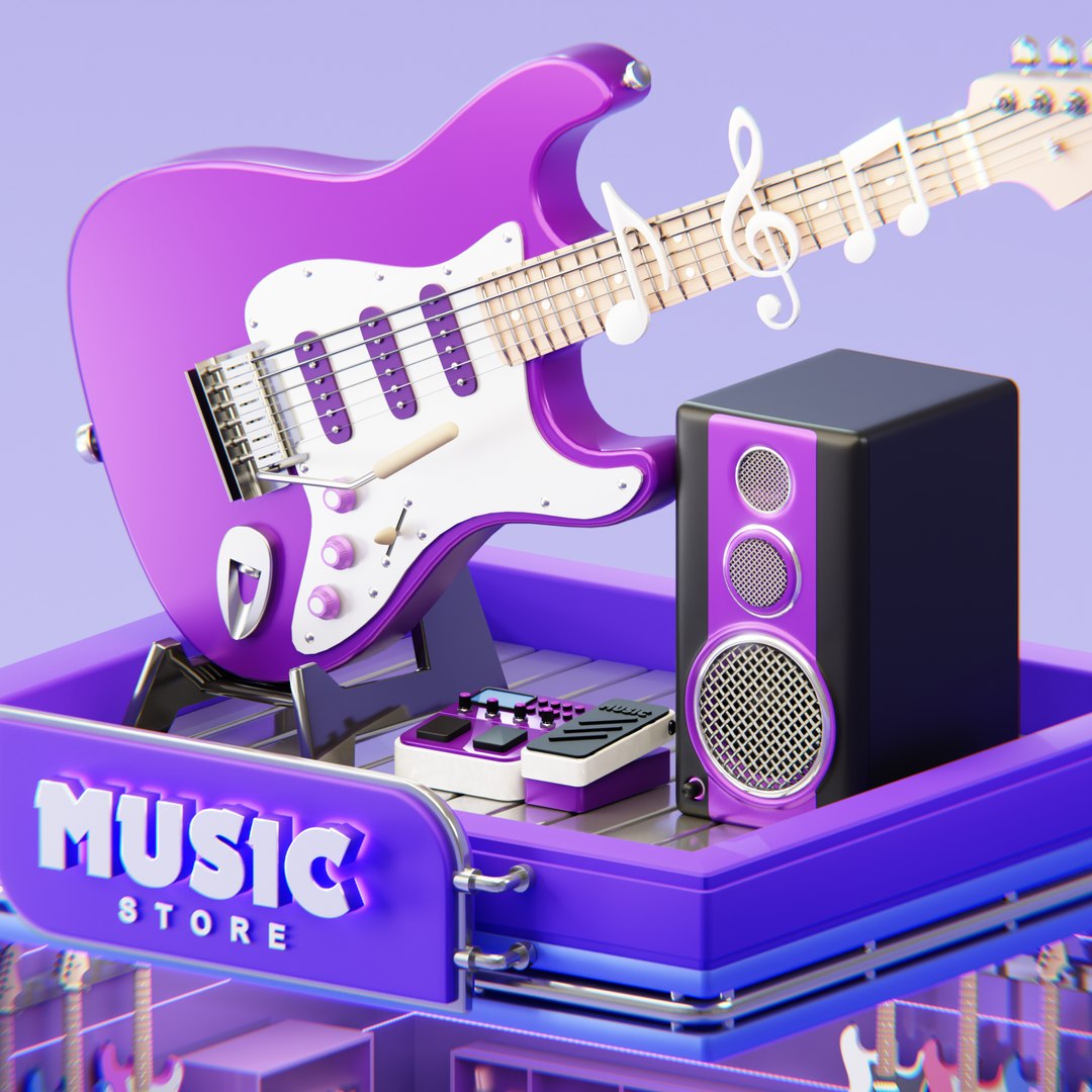 Isometric Music Store 3D Model - TurboSquid 2330598