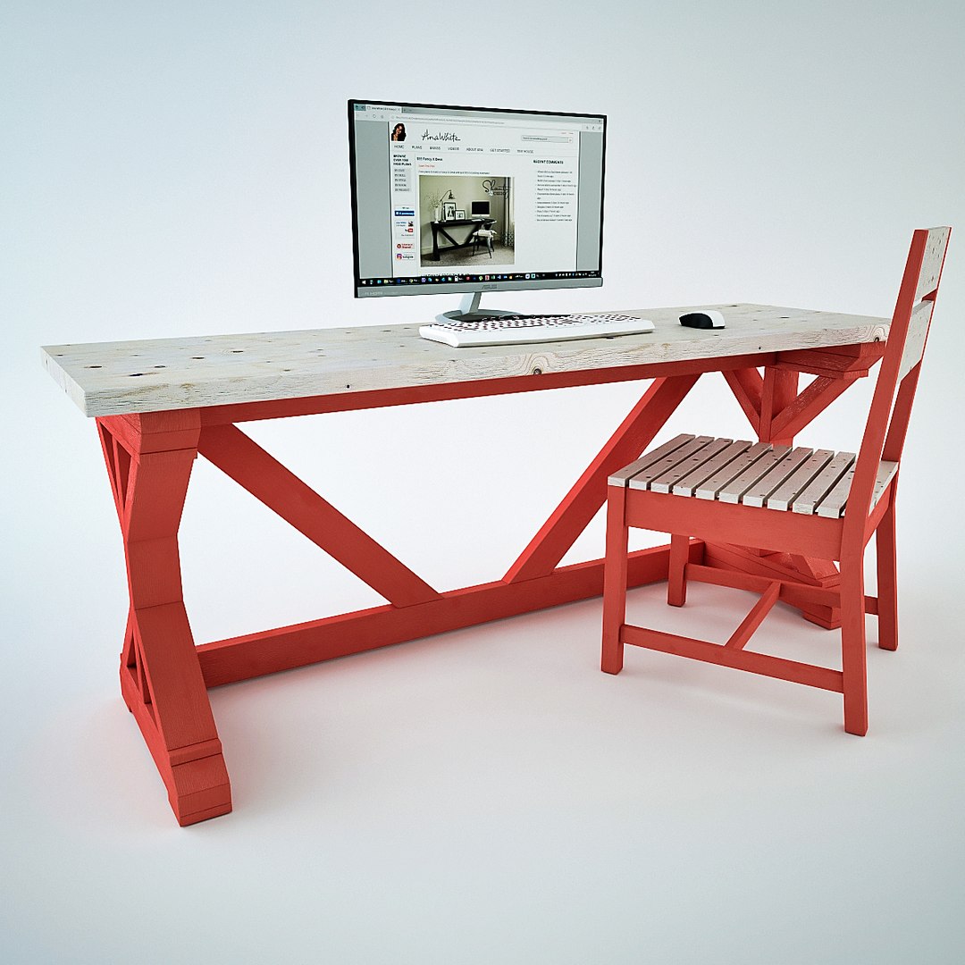 3D Fancy X Desk - TurboSquid 1354837