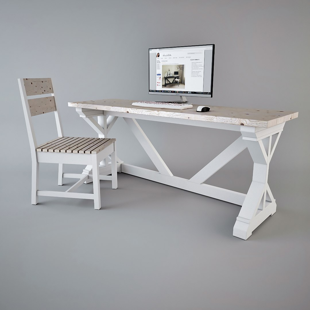 3D Fancy X Desk - TurboSquid 1354837