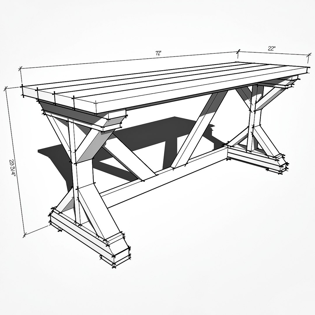 3D Fancy X Desk - TurboSquid 1354837