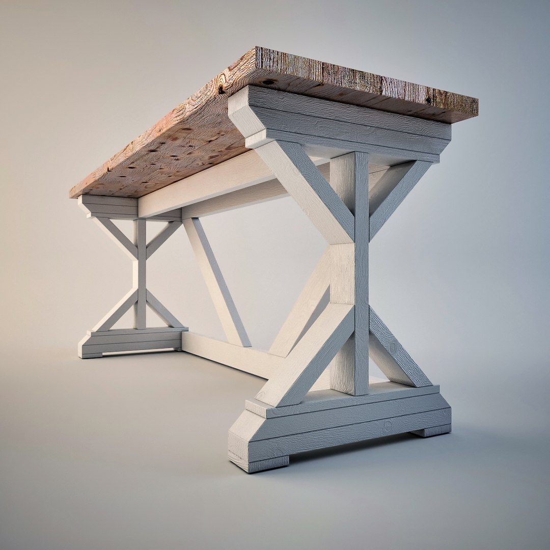 3D Fancy X Desk - TurboSquid 1354837