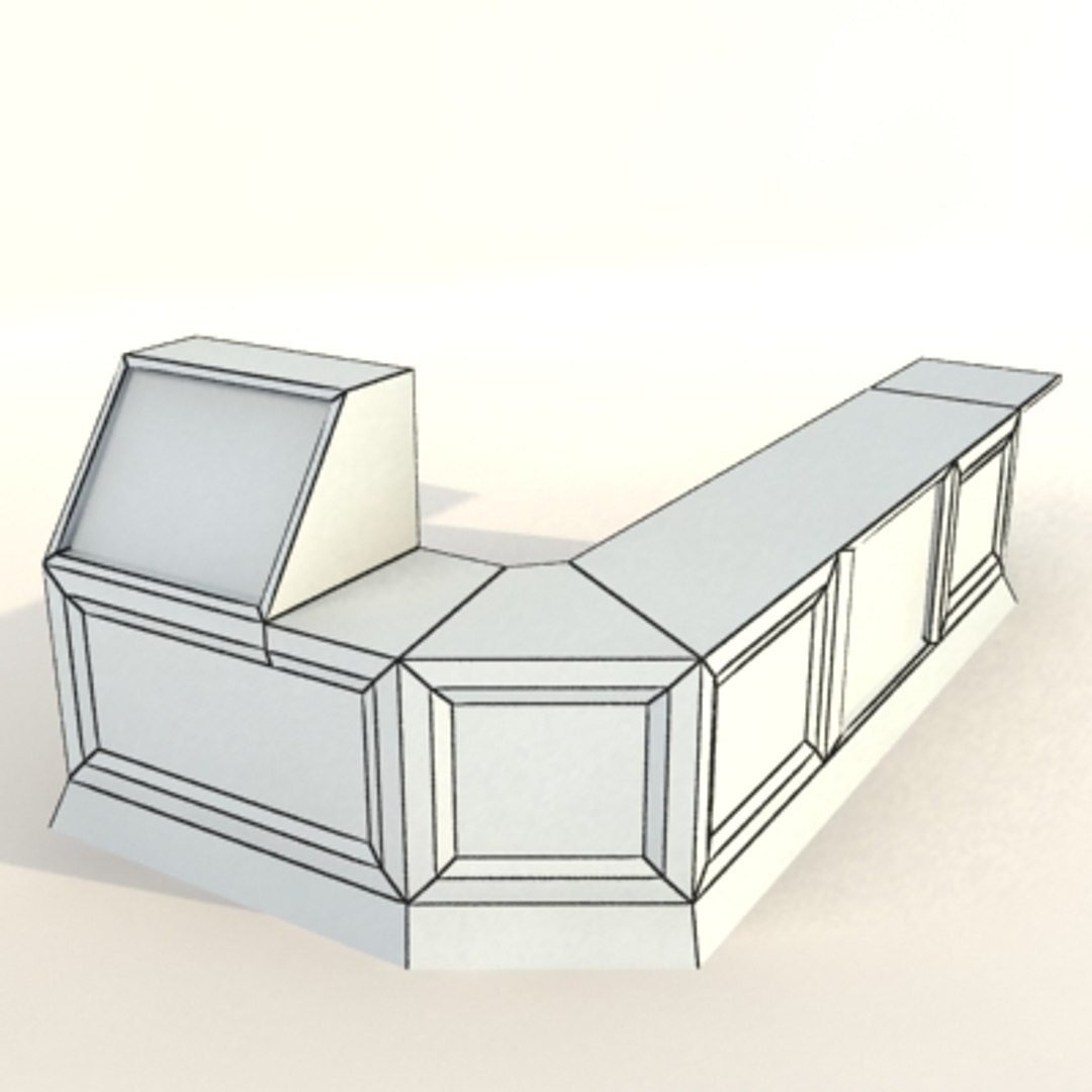 wooden shop counter 3d model