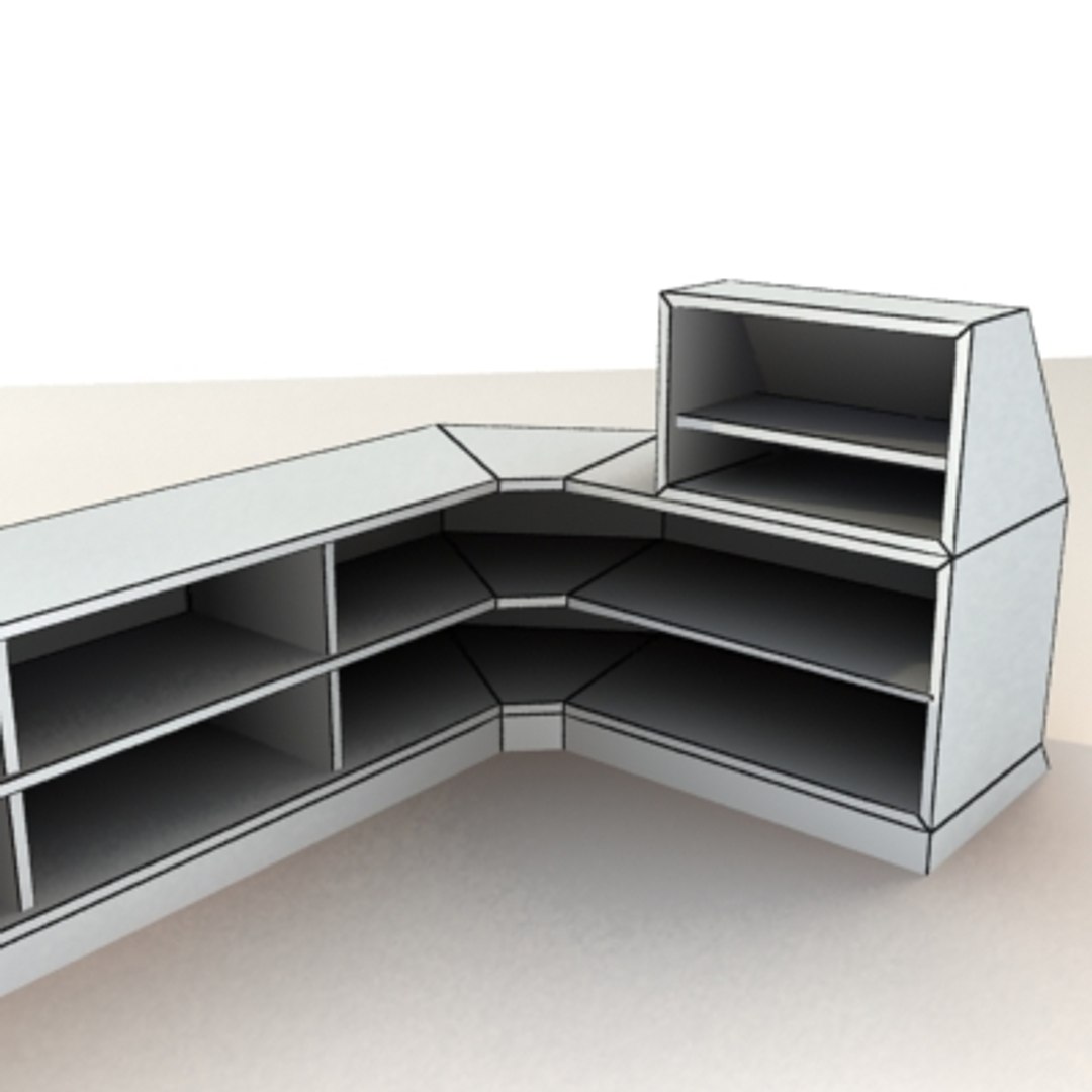 wooden shop counter 3d model