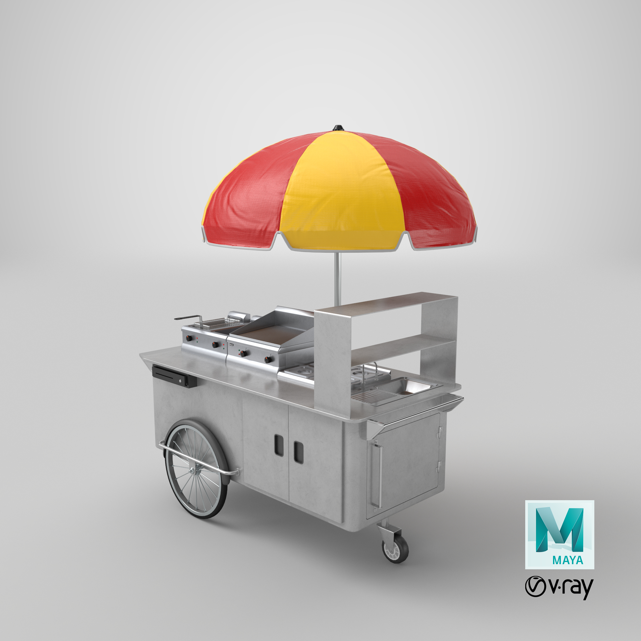 Food cart 3D model - TurboSquid 1512165