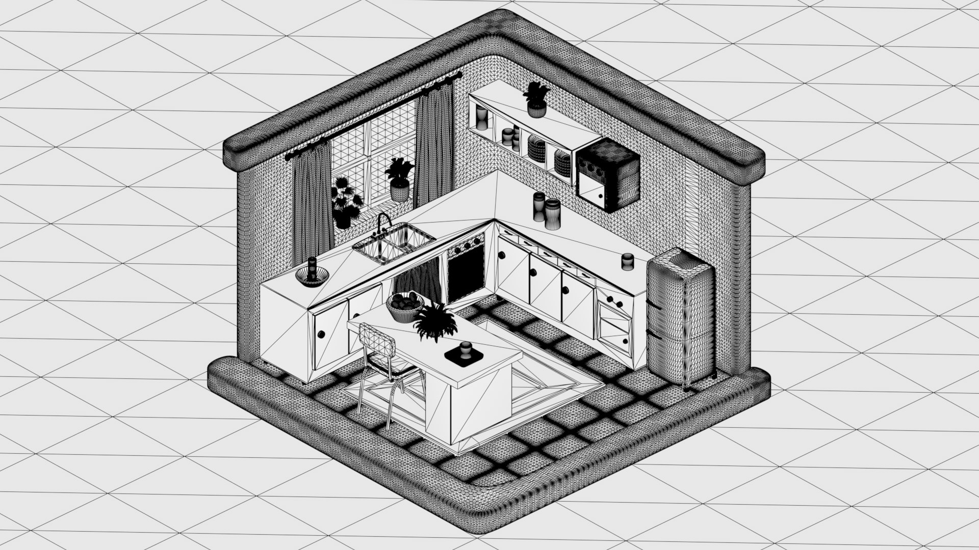 3D ISOMETRIC KITCHEN ROOM - TurboSquid 2315865
