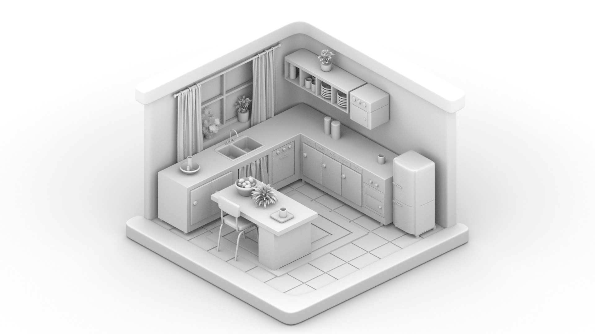 3D ISOMETRIC KITCHEN ROOM - TurboSquid 2315865