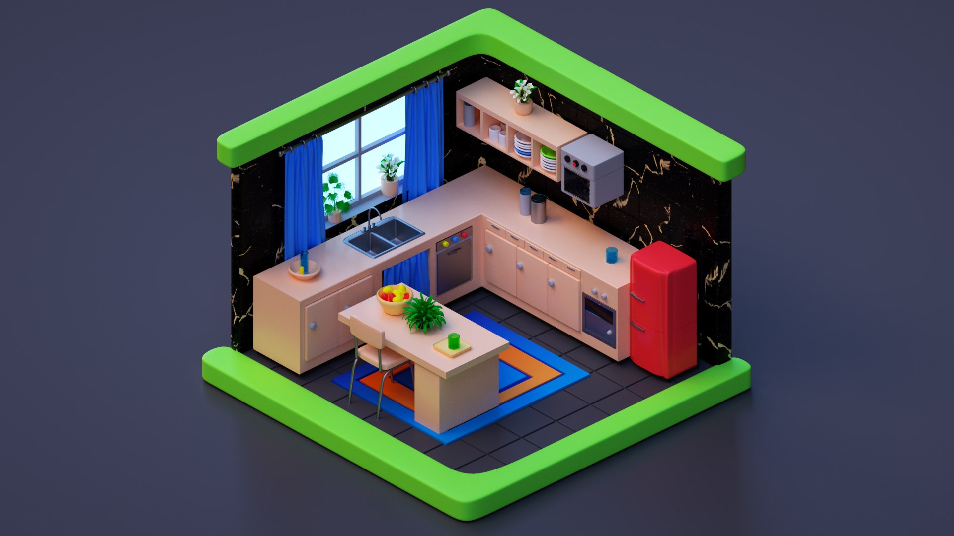 3D ISOMETRIC KITCHEN ROOM - TurboSquid 2315865