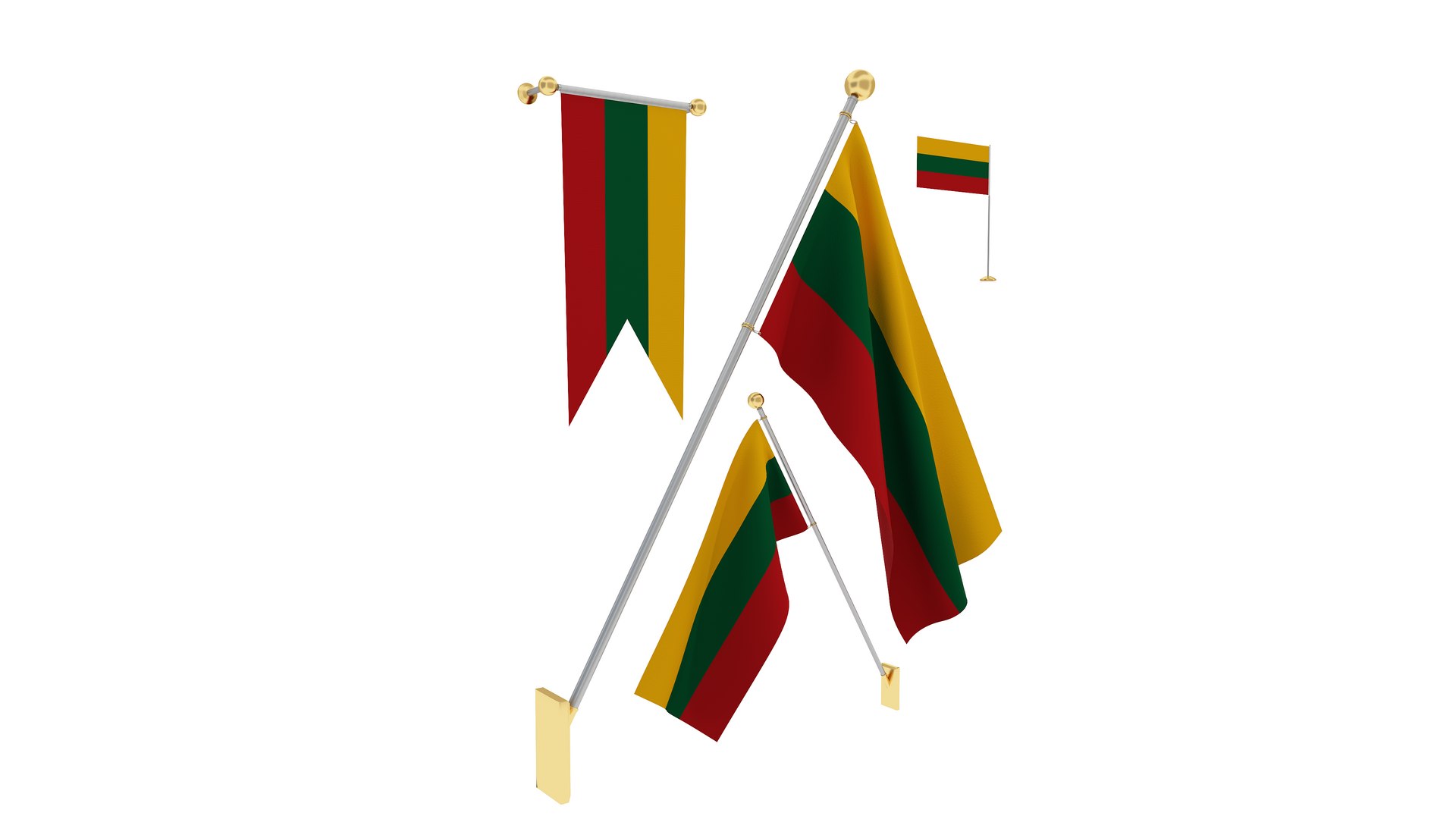 Lithuania Flag Set Model - TurboSquid 2399159