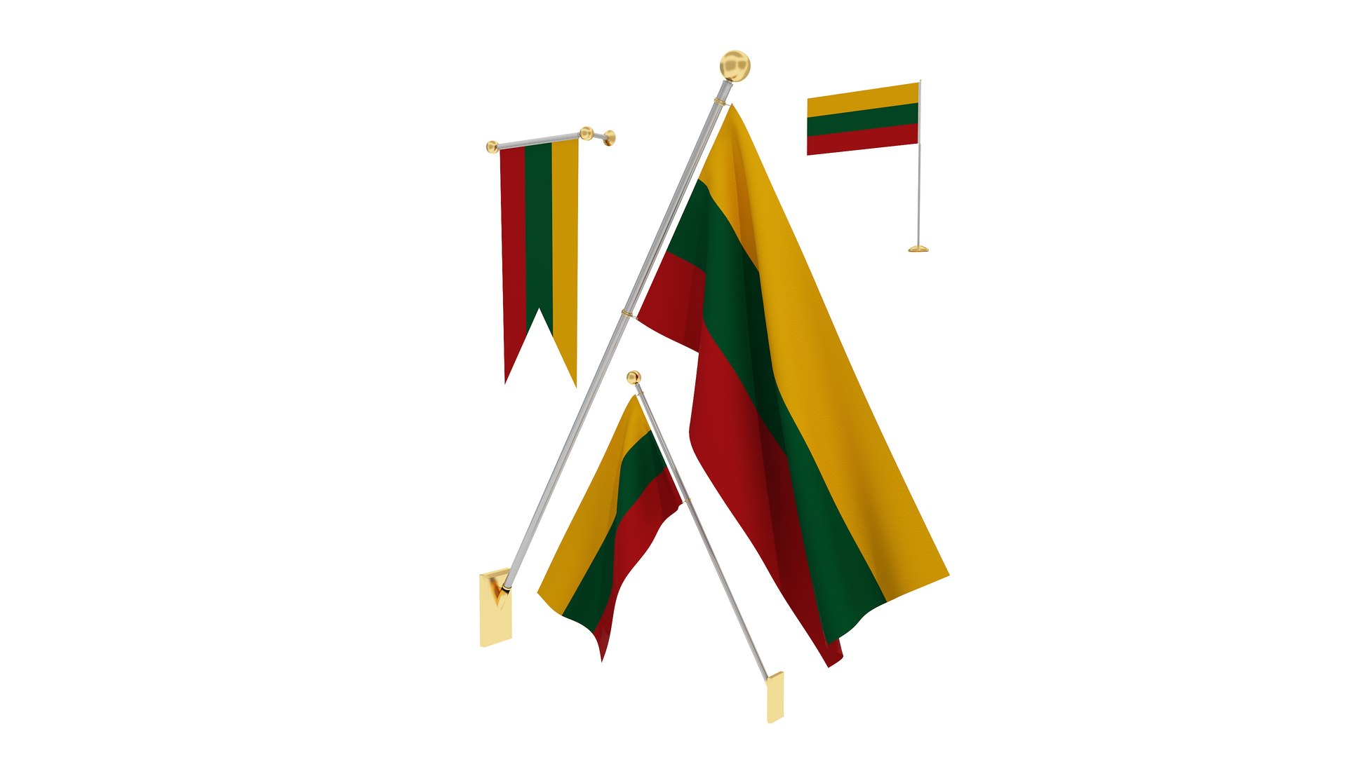 Lithuania Flag Set Model - TurboSquid 2399159