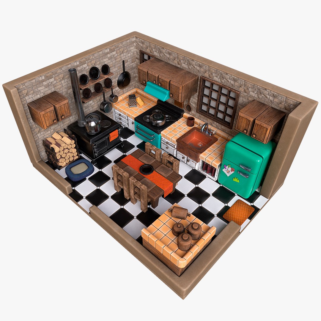 3D Cartoon kitchen - TurboSquid 2089887