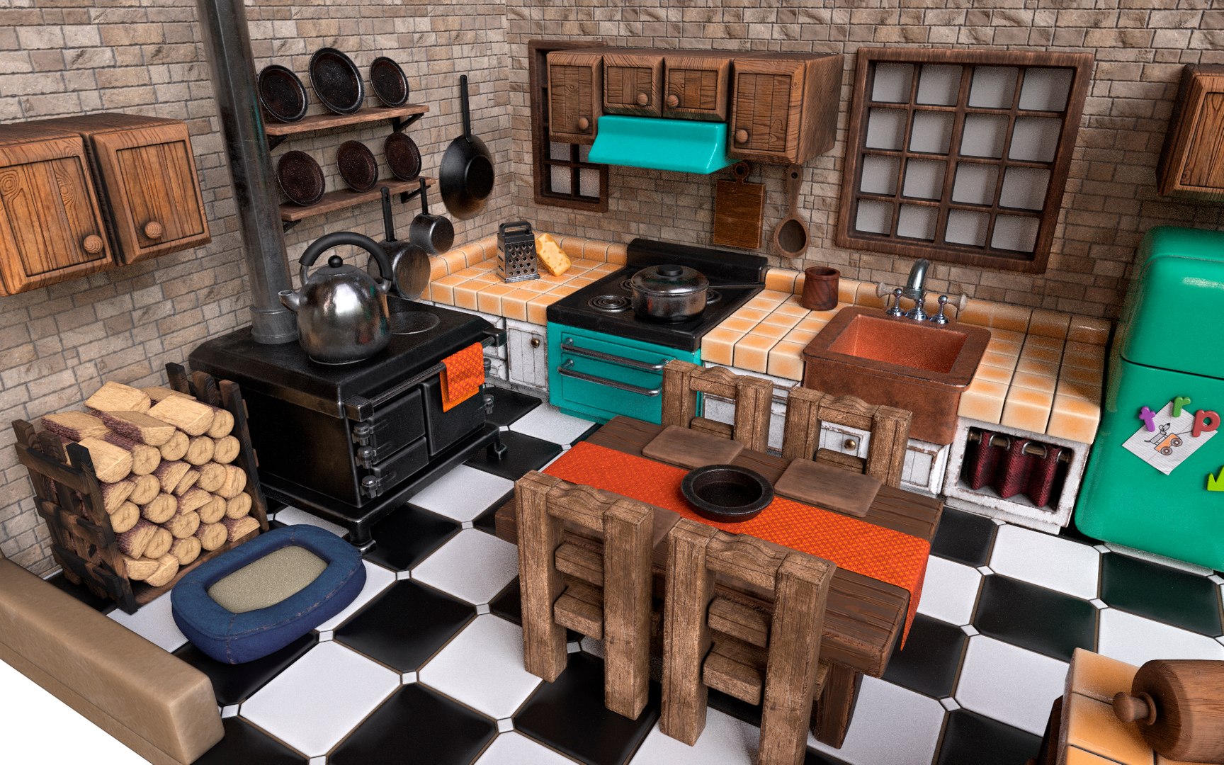 3D Cartoon Kitchen - TurboSquid 2089887