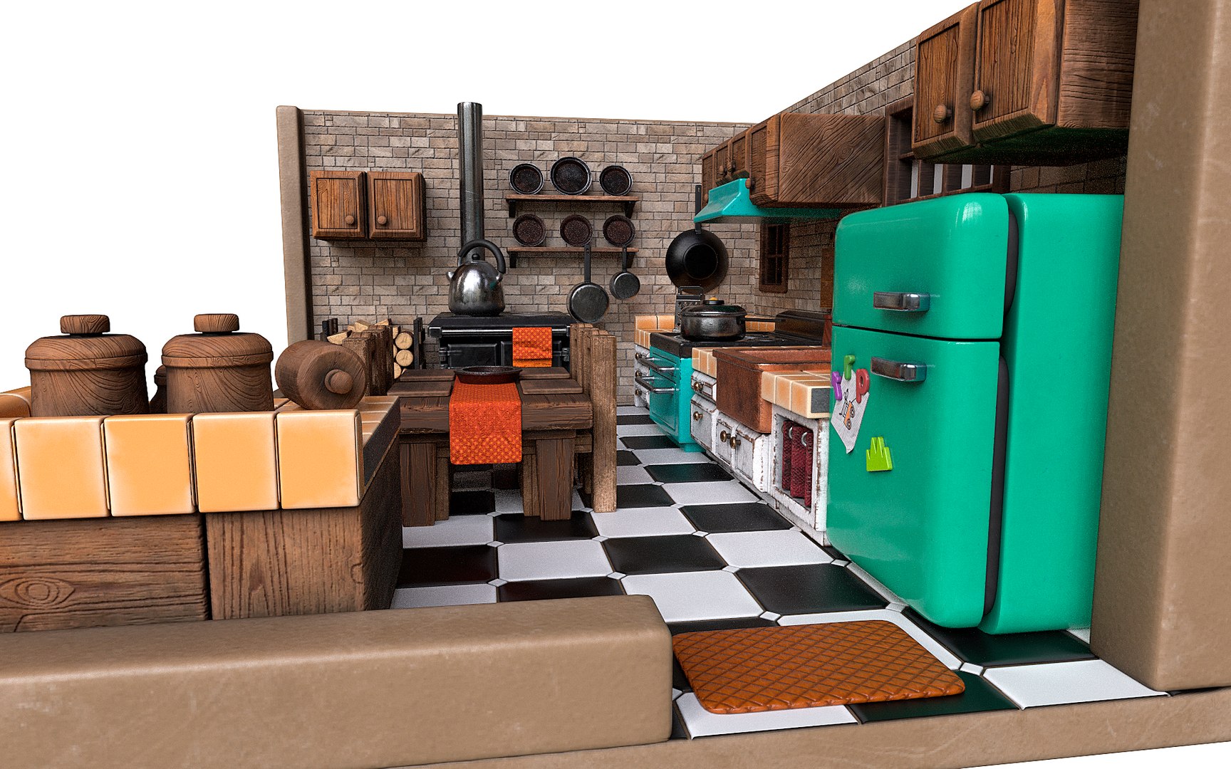 3D Cartoon Kitchen - TurboSquid 2089887
