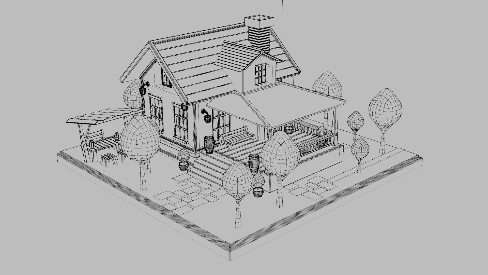 3D Stylized Night House Model - TurboSquid 2201425