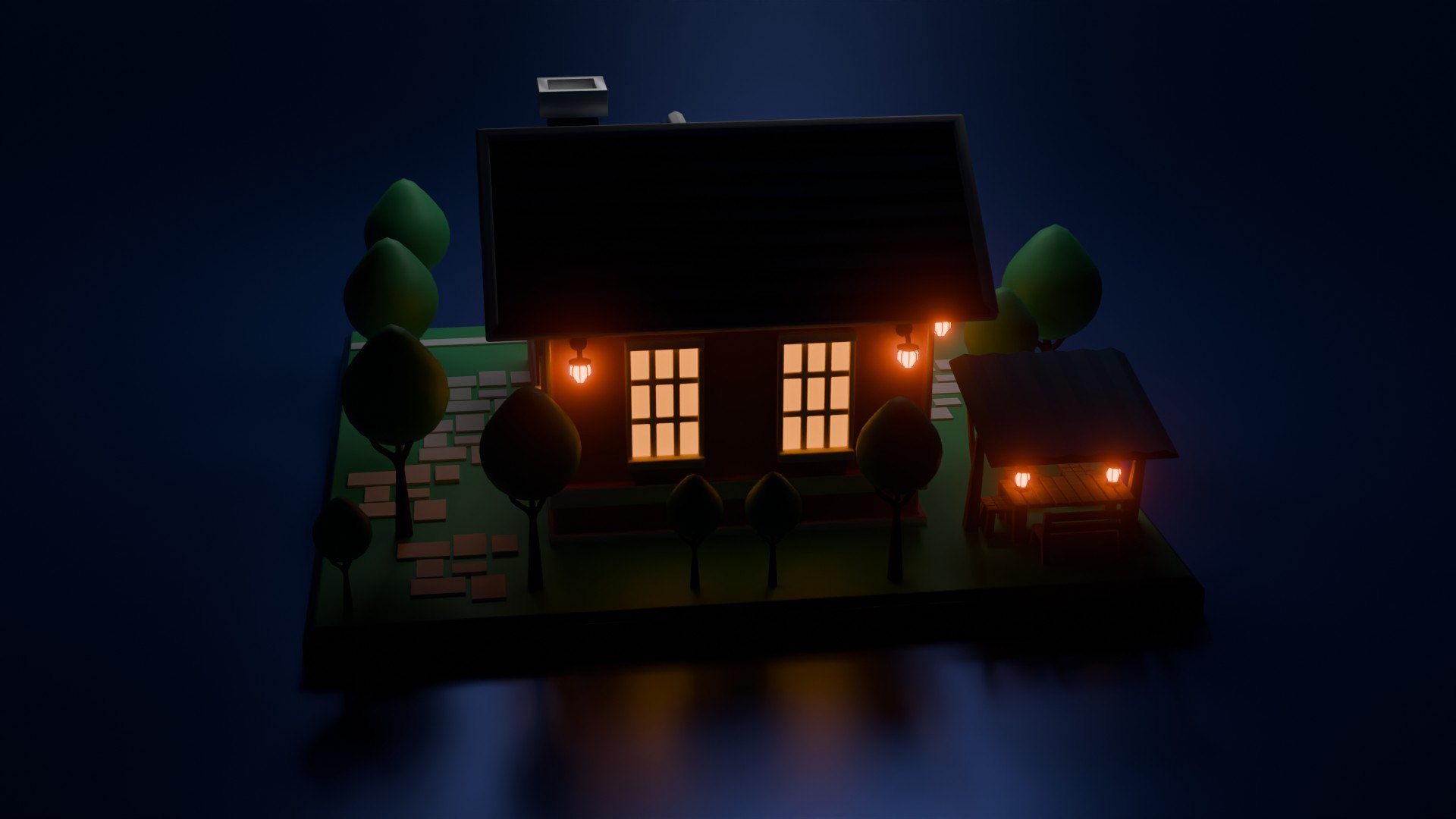 3D Stylized Night House Model - TurboSquid 2201425