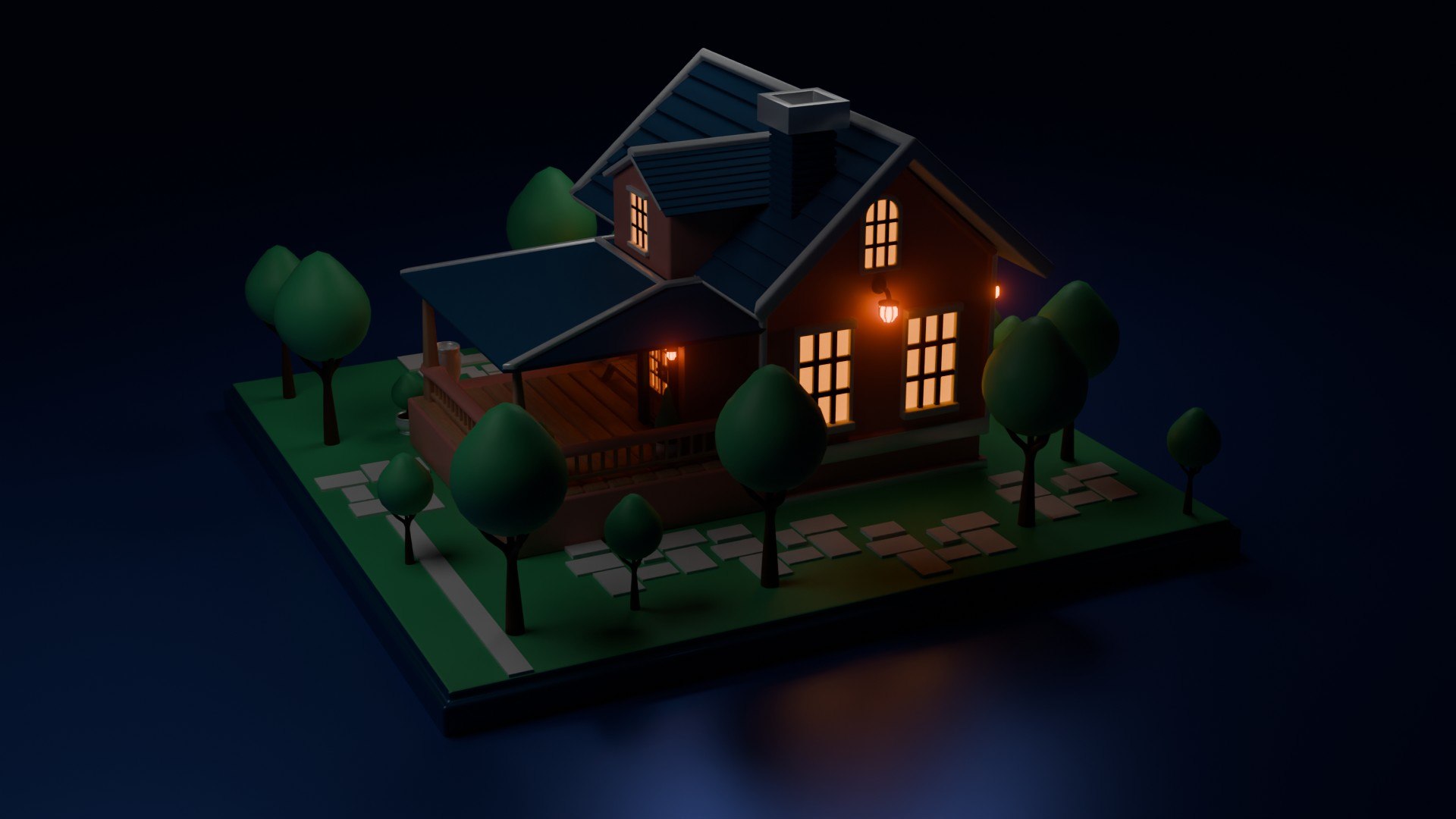 3D Stylized Night House Model - TurboSquid 2201425