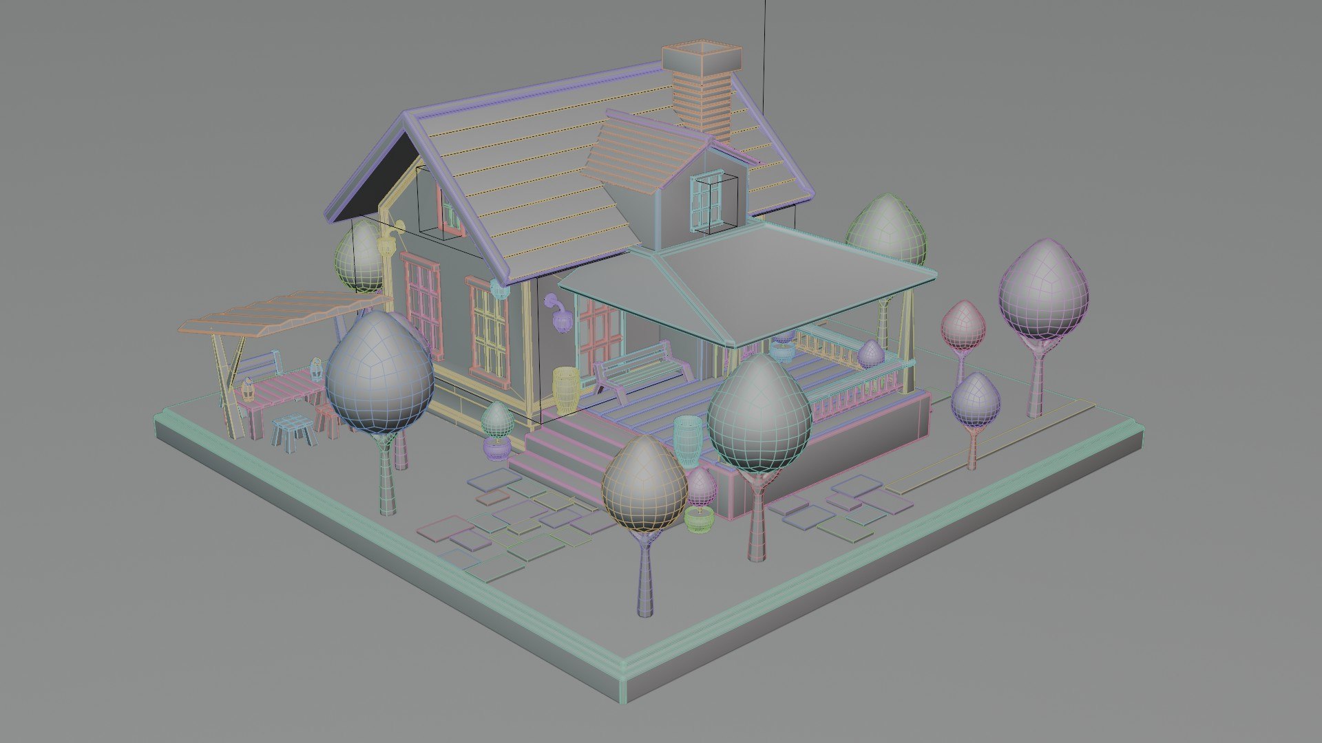 3D Stylized Night House Model - TurboSquid 2201425