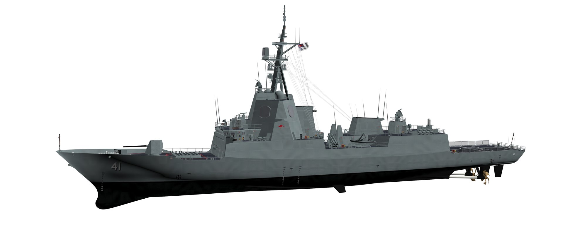 Hobart Class Guided Missile Destroyer- HMAS Brisbane 3D Model ...