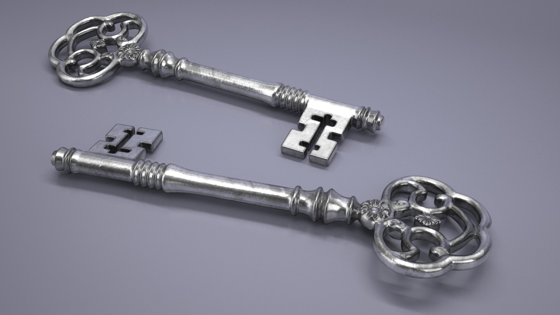 3D Antique Ornate Skeleton Key Silver For 3D Print - TurboSquid 2256867
