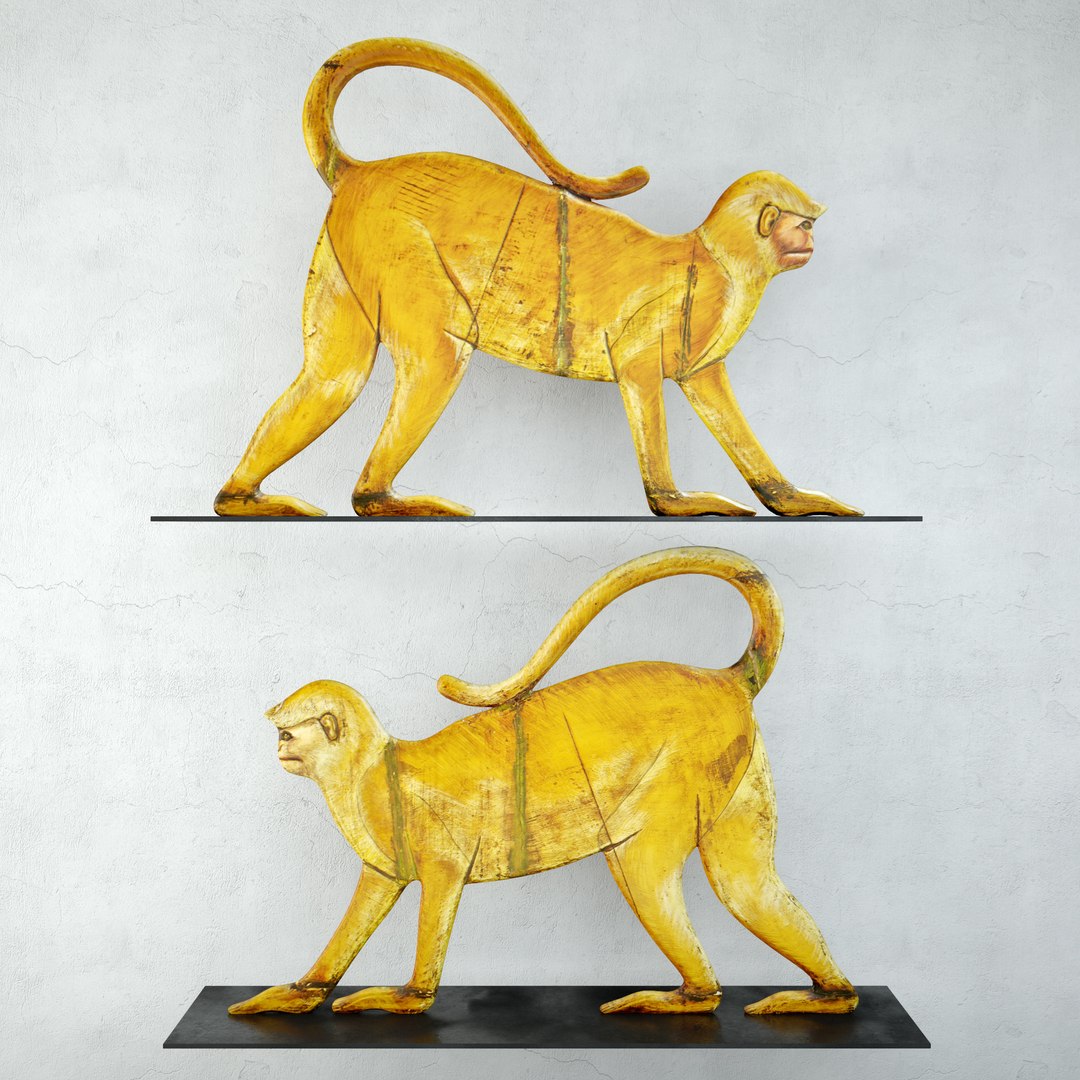 3D Vintage Wood Monkey Decor - TurboSquid 2158131