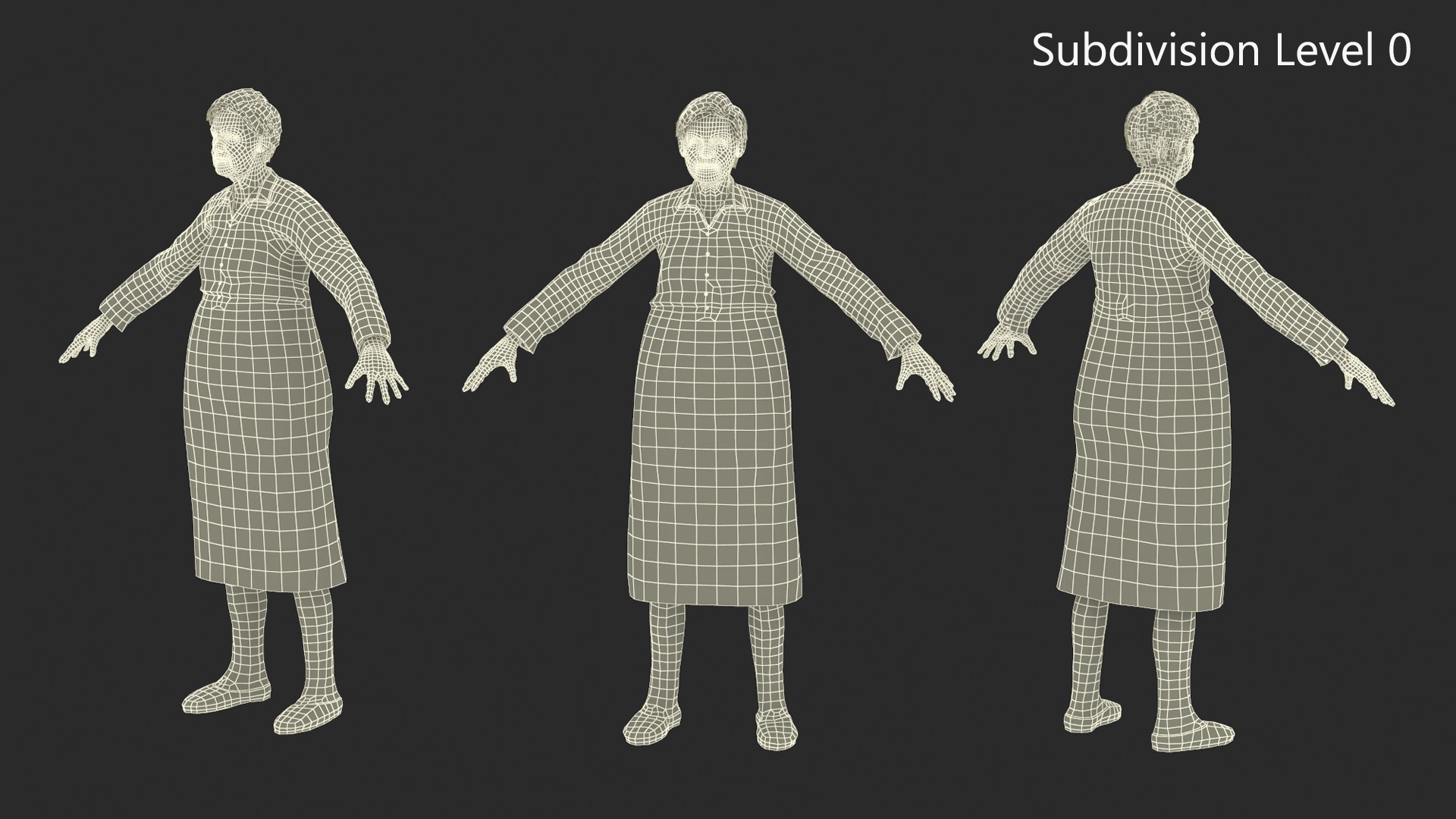 3D Older Woman A-Pose Model - TurboSquid 2300575