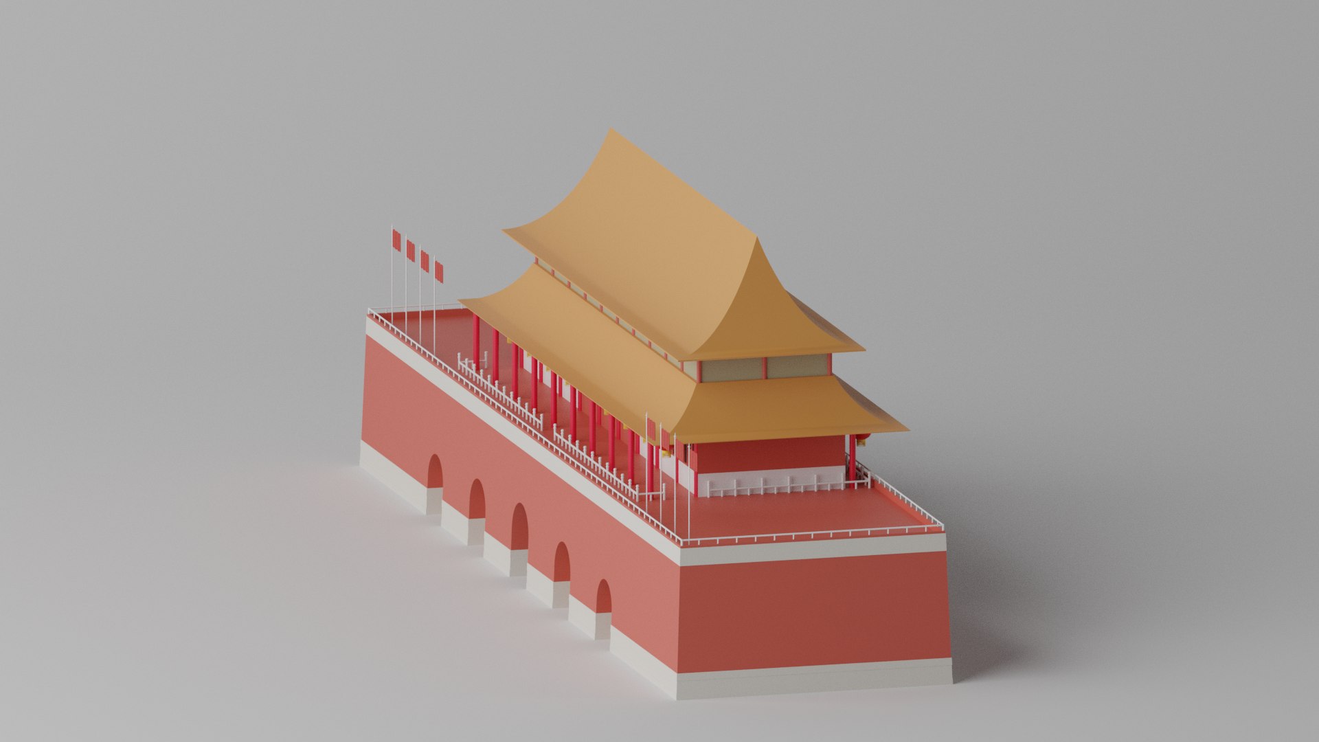 3D Cartoon Tiananmen Building China Beijing Model - TurboSquid 2135487