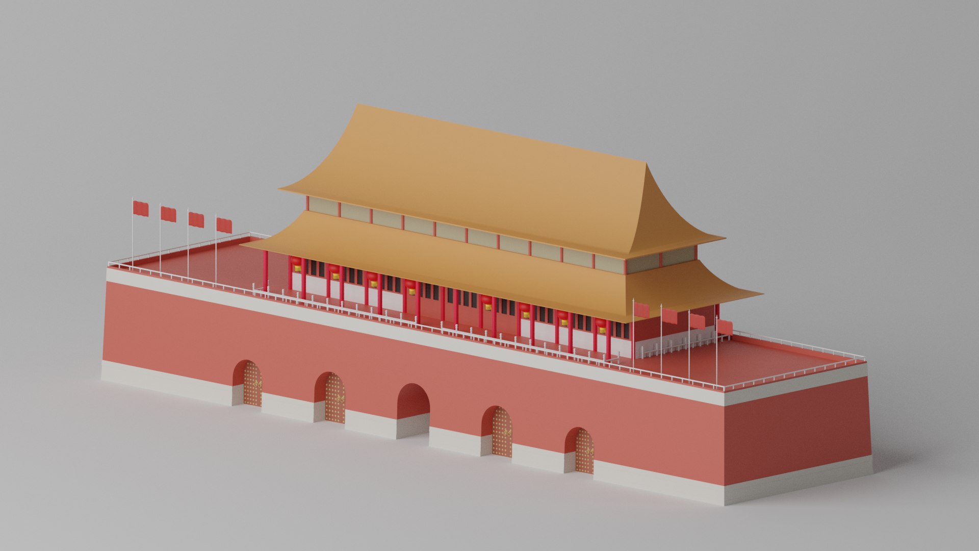 3D Cartoon Tiananmen Building China Beijing Model - TurboSquid 2135487