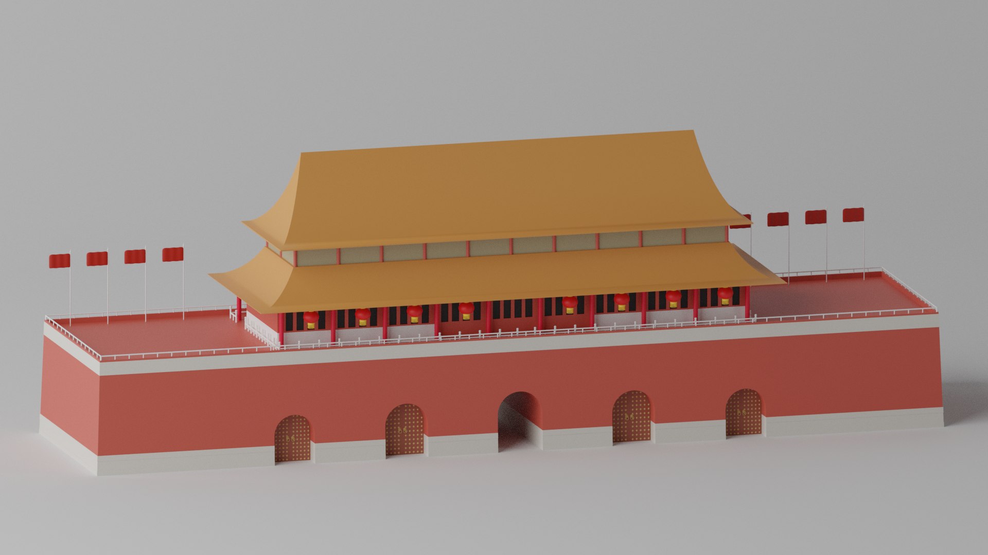 3D Cartoon Tiananmen Building China Beijing Model - TurboSquid 2135487