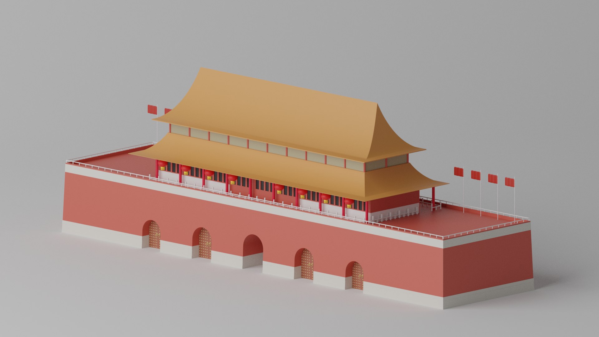 3D Cartoon Tiananmen Building China Beijing Model - TurboSquid 2135487