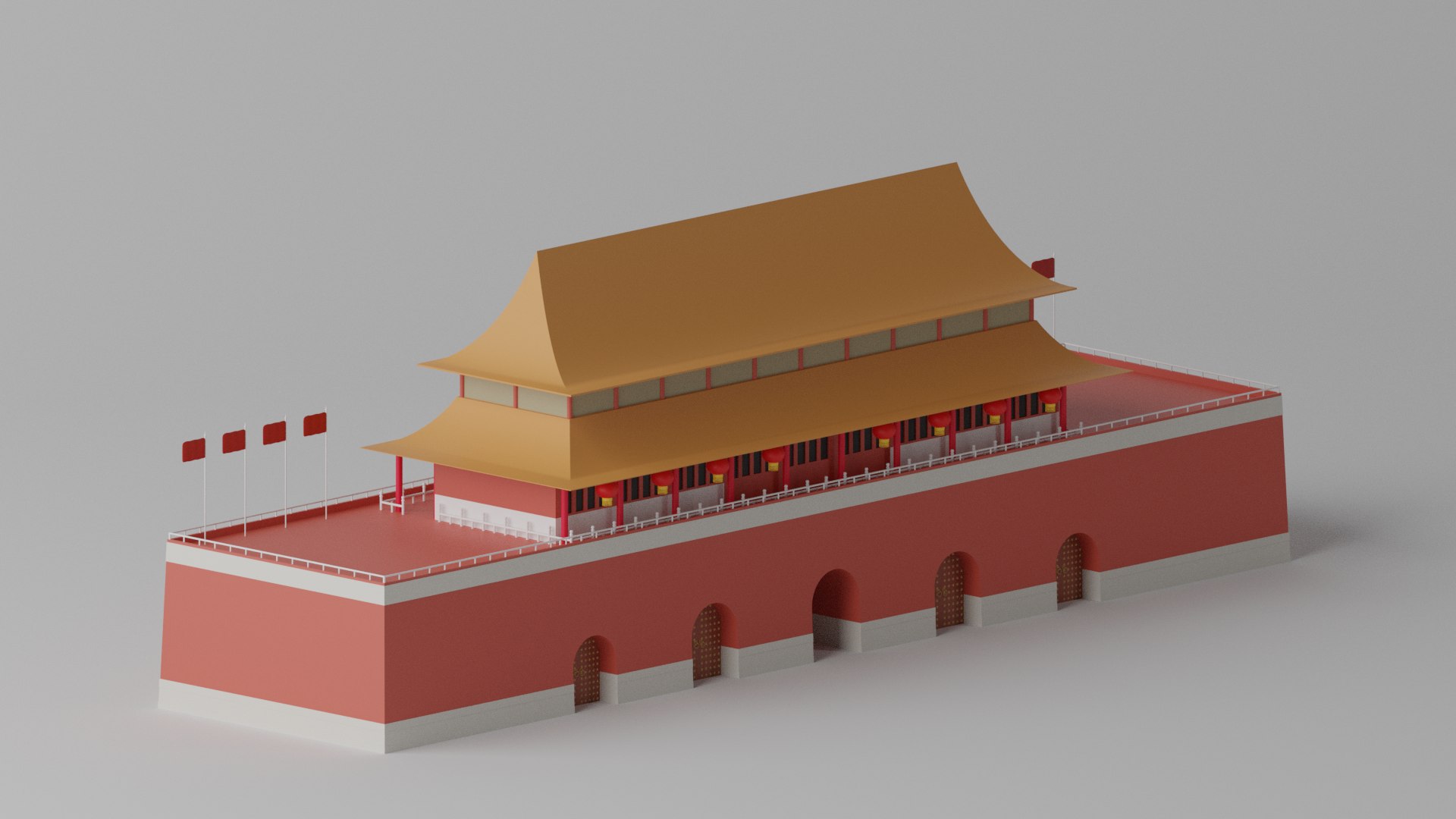 3D Cartoon Tiananmen Building China Beijing Model - TurboSquid 2135487