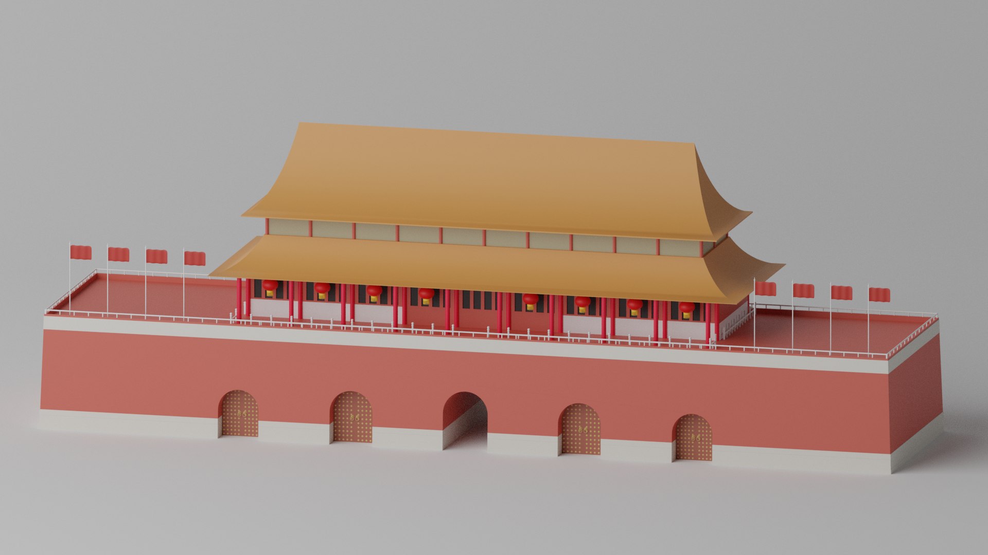 3D Cartoon Tiananmen Building China Beijing Model - TurboSquid 2135487