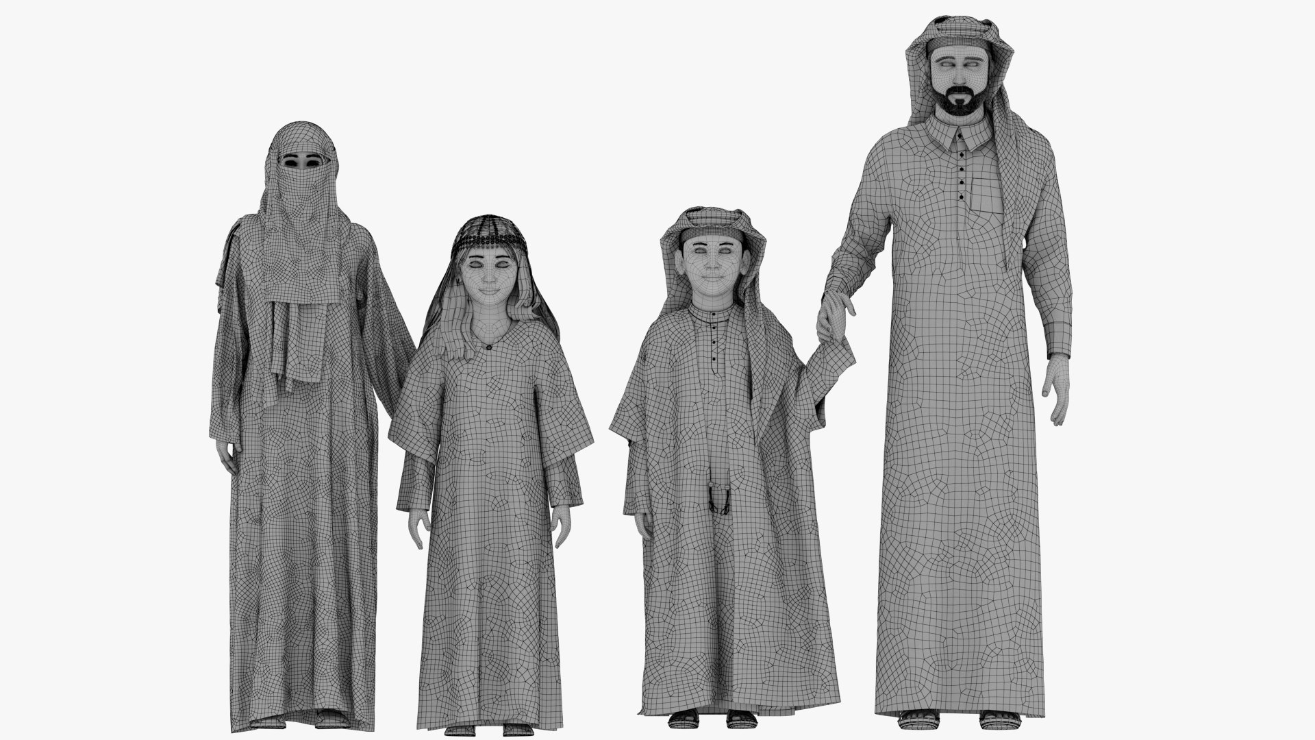 Arab Traditional Family 3D Model - TurboSquid 2199721