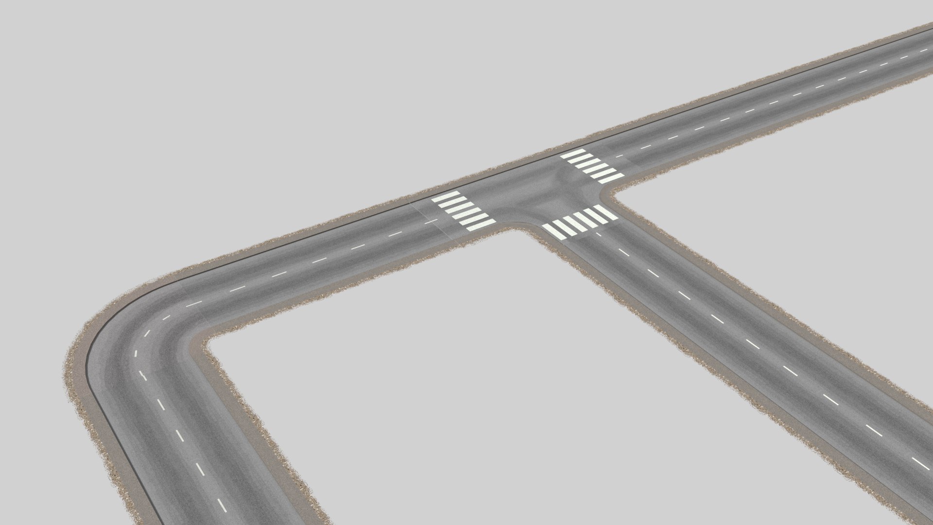 3d Model Of Lane 2 Road Intersections