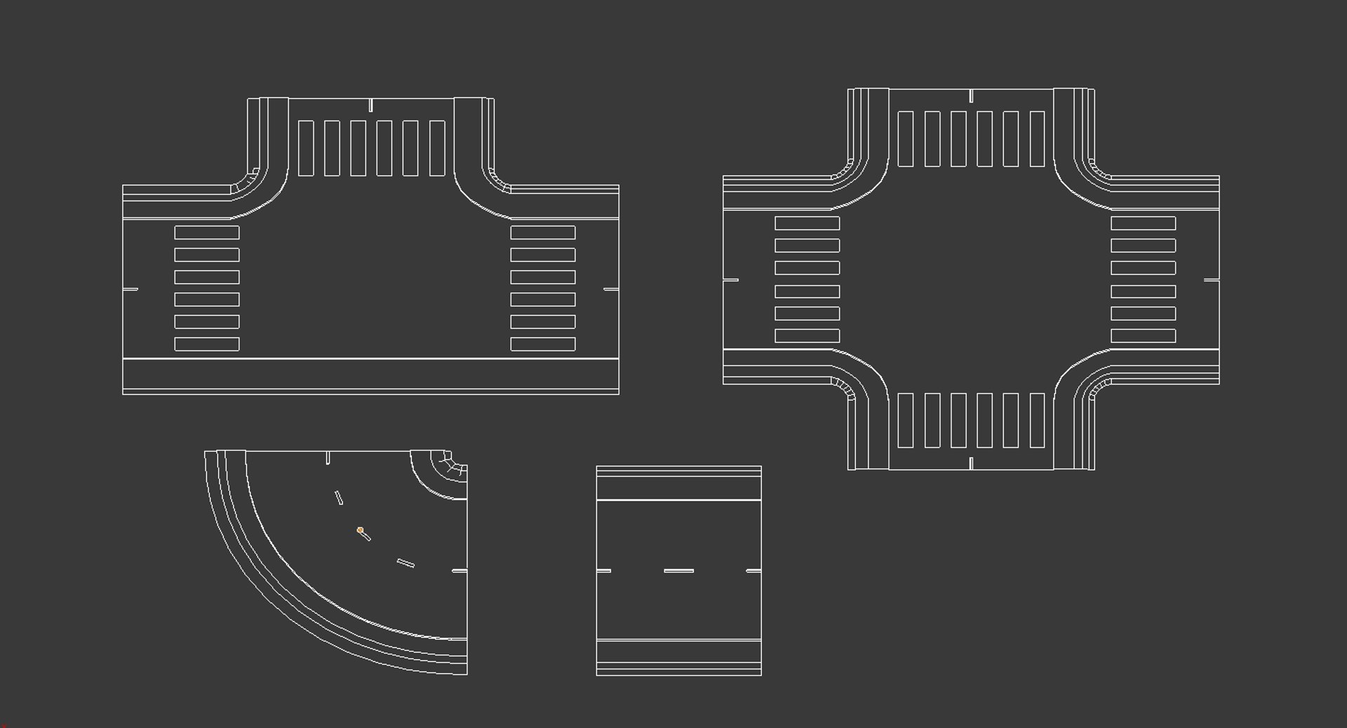 3d Model Of Lane 2 Road Intersections