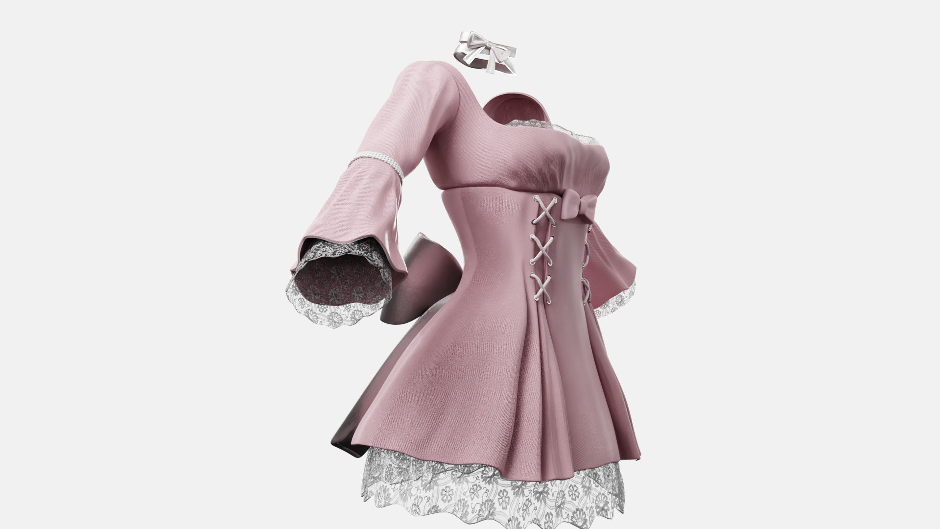 3D Pink Lolita Dress Model - TurboSquid 2052917
