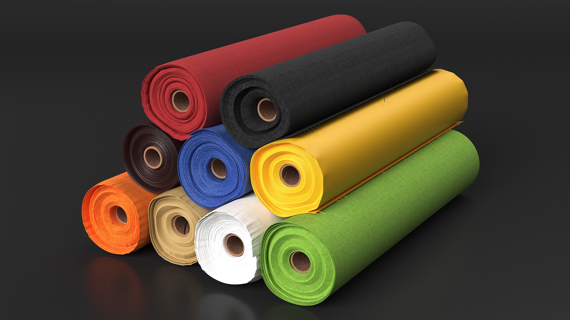 3D Pile Of Differently Colored Fabric Rolls - TurboSquid 2113744