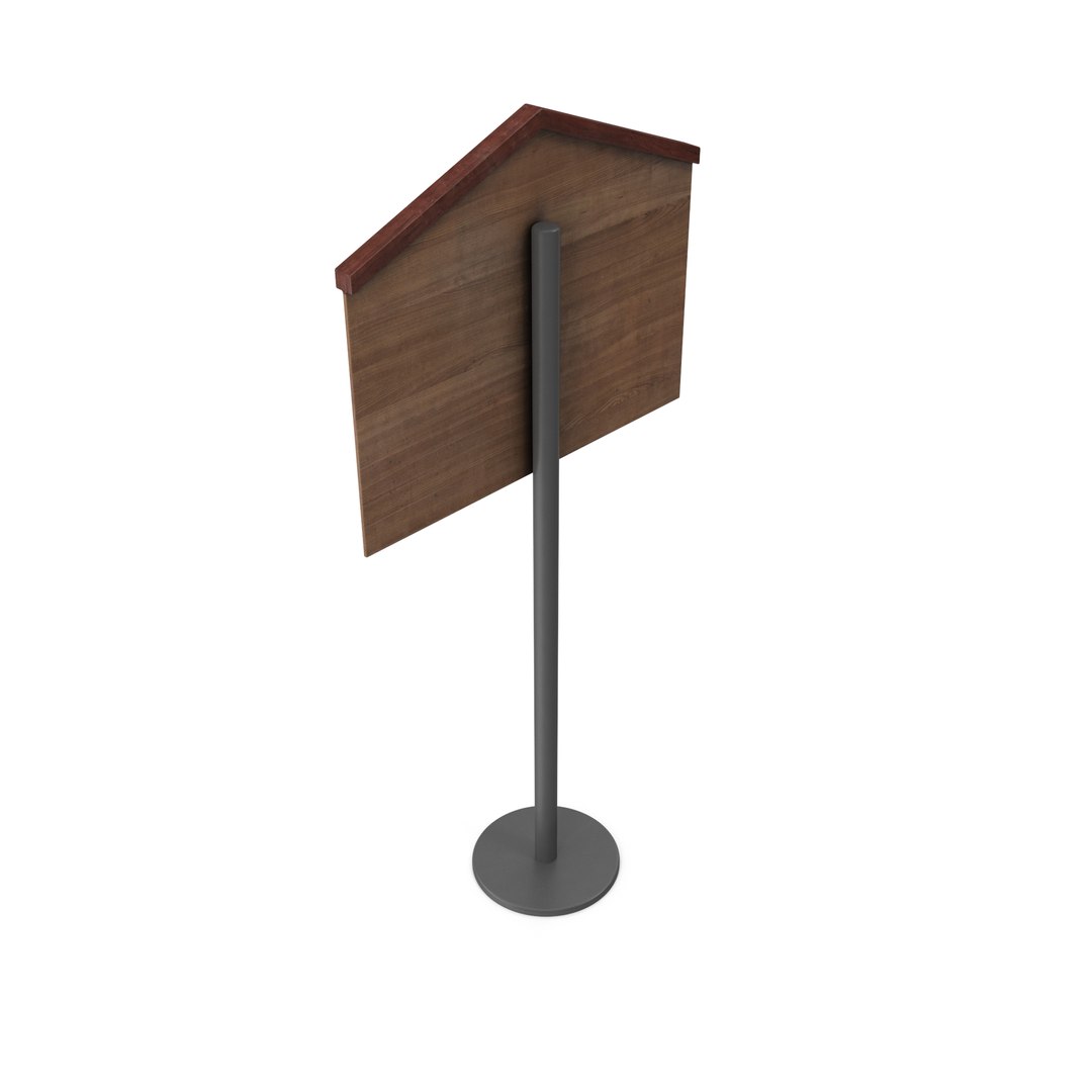 3D 3D Model Of Wooden Sign With Metal Stand - TurboSquid 2305367