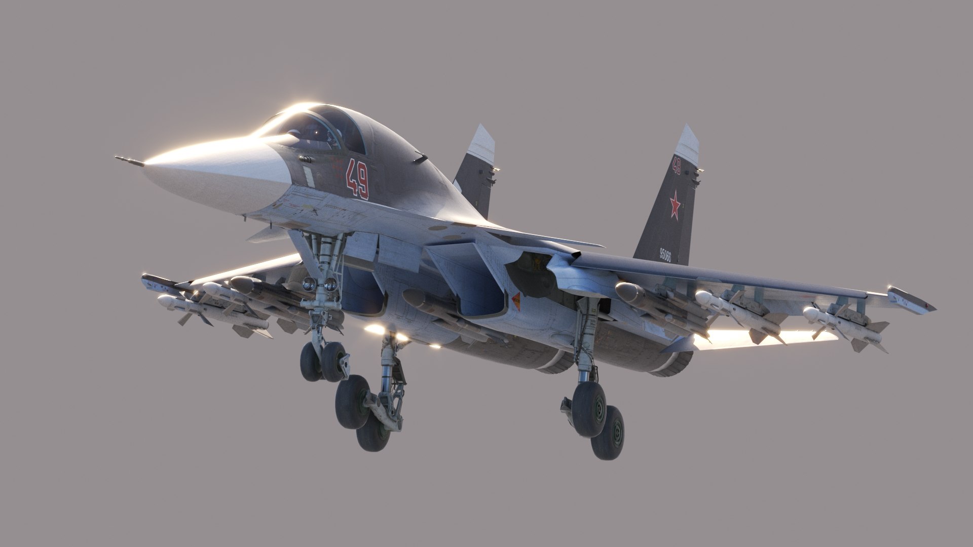 Russian Sukhoi Su-34 Fullback Fighter-bomber Strike Aircraft 3D Model ...