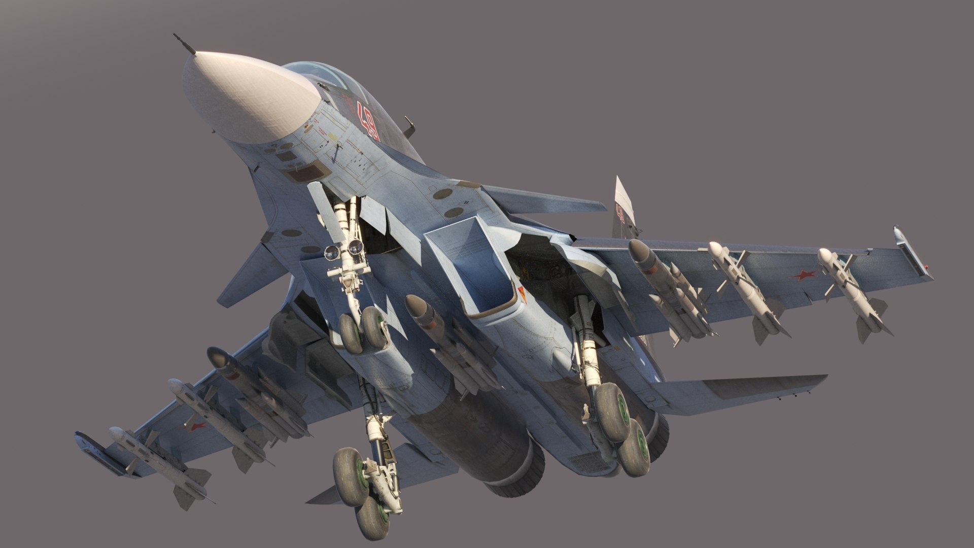 Russian Sukhoi Su-34 Fullback Fighter-bomber Strike Aircraft 3D Model ...