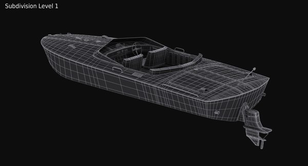 3d model motorboat x-ray 1