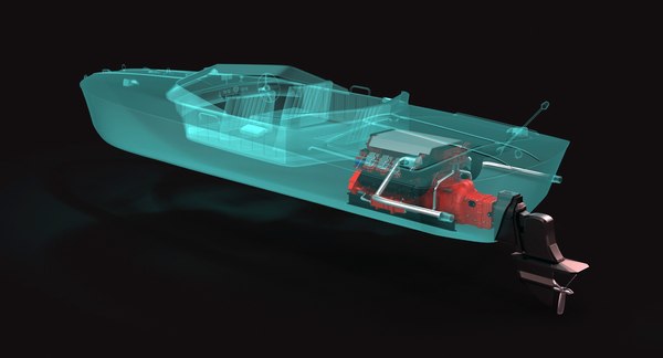 3d model motorboat x-ray 1