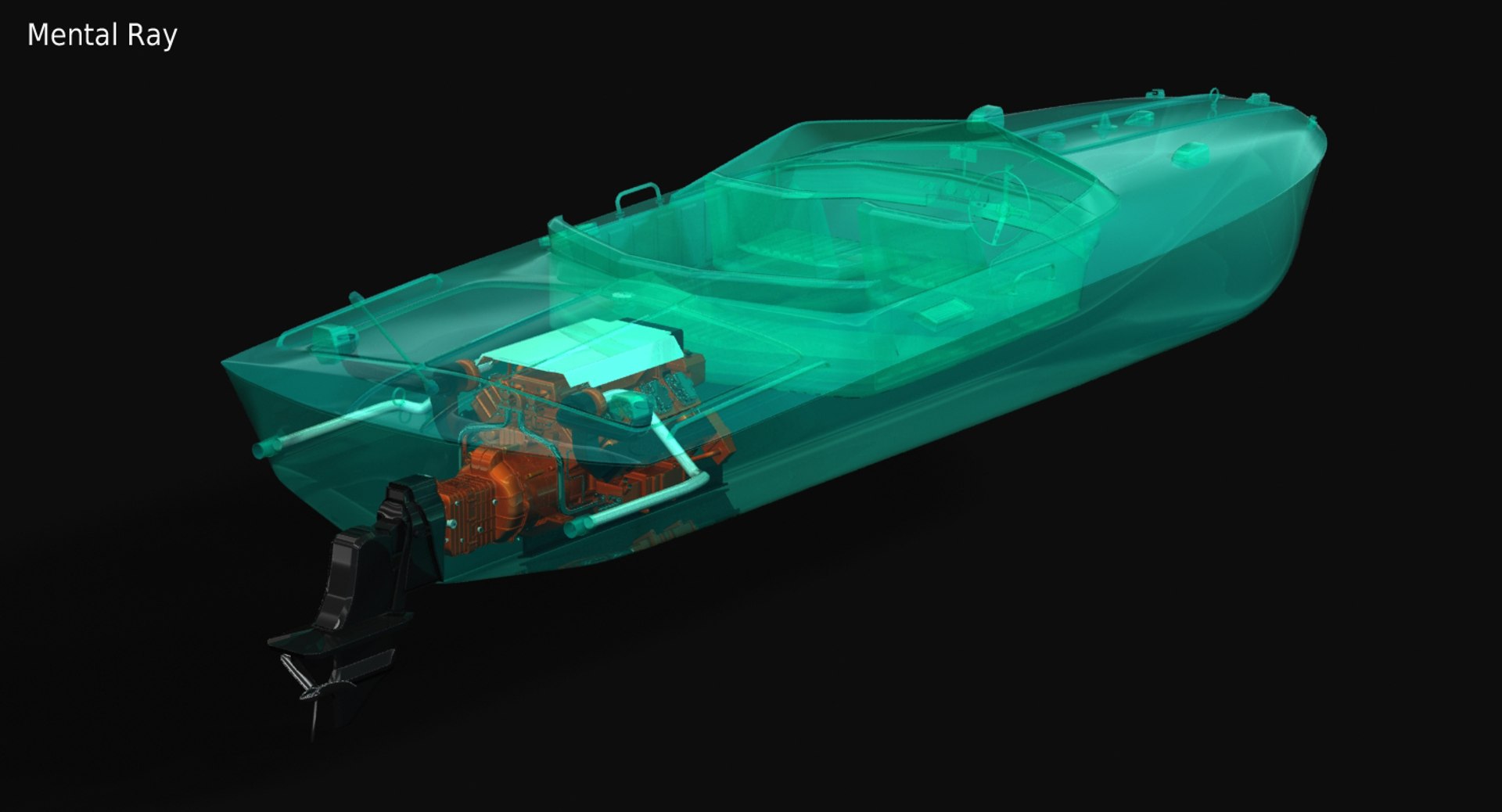3d Model Motorboat X-ray 1