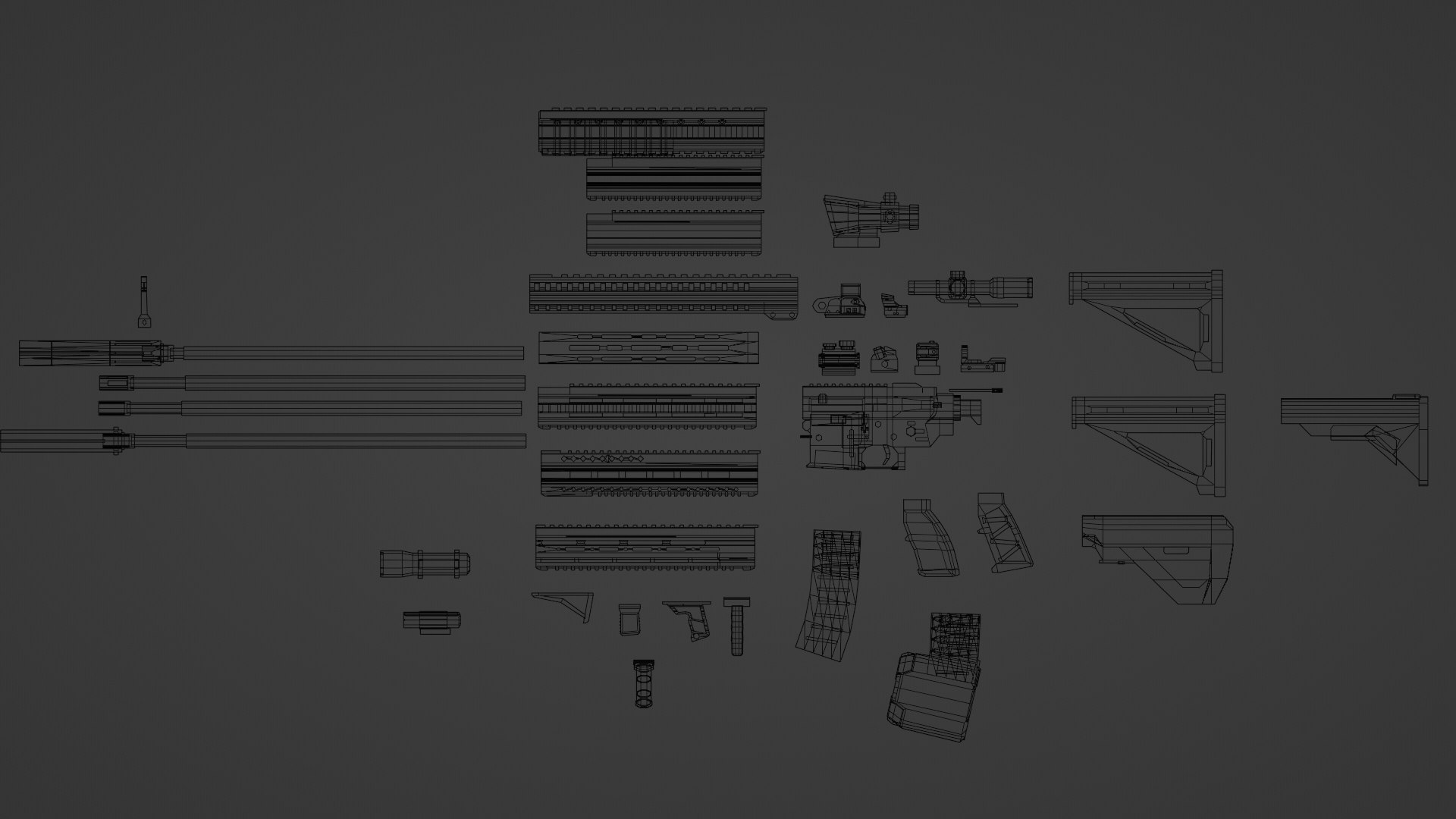 Low Poly Gun Parts Attachments HK416 3D Model - TurboSquid 1991787