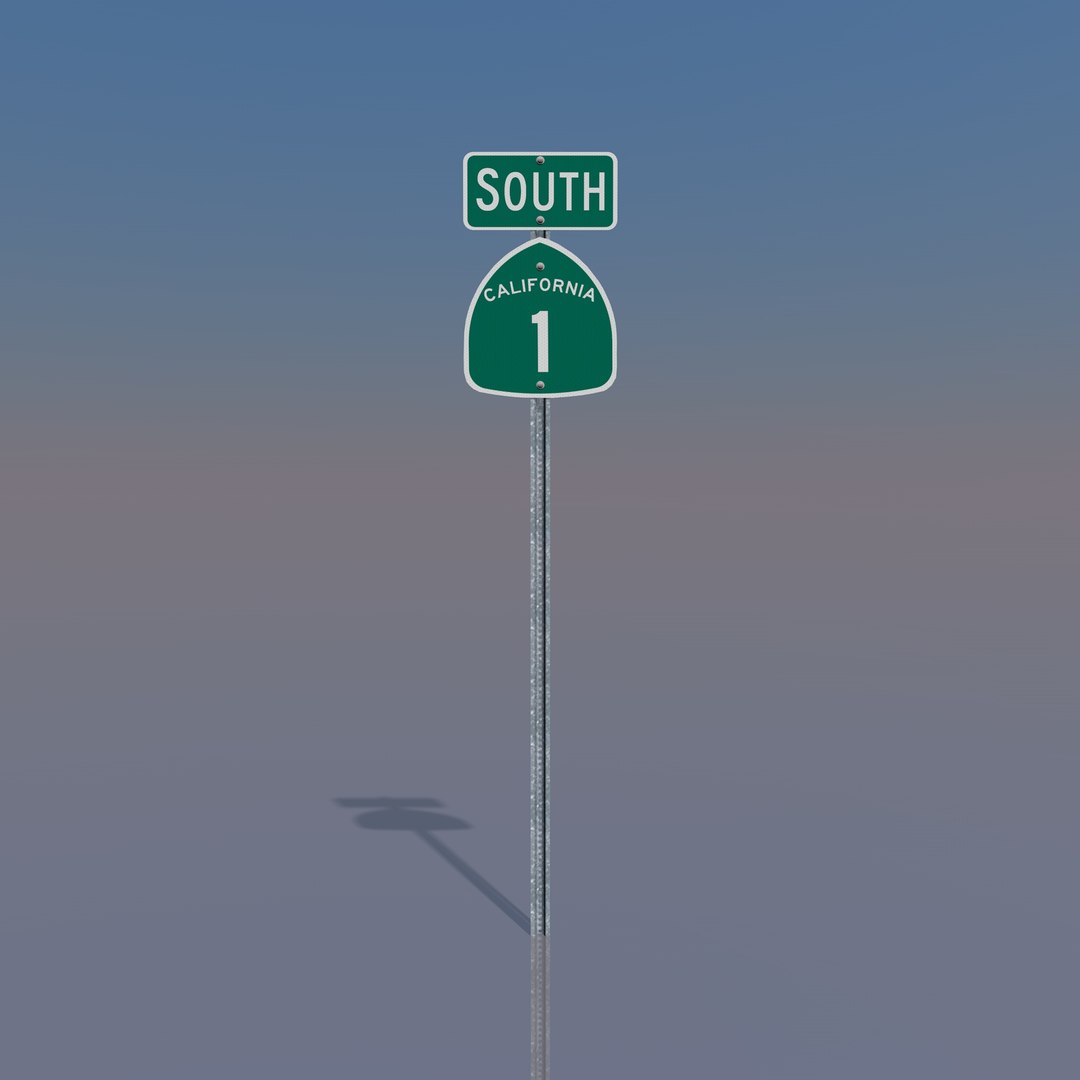 3D California State Highway 1 South 3D Sign M3-3 - TurboSquid 2312811