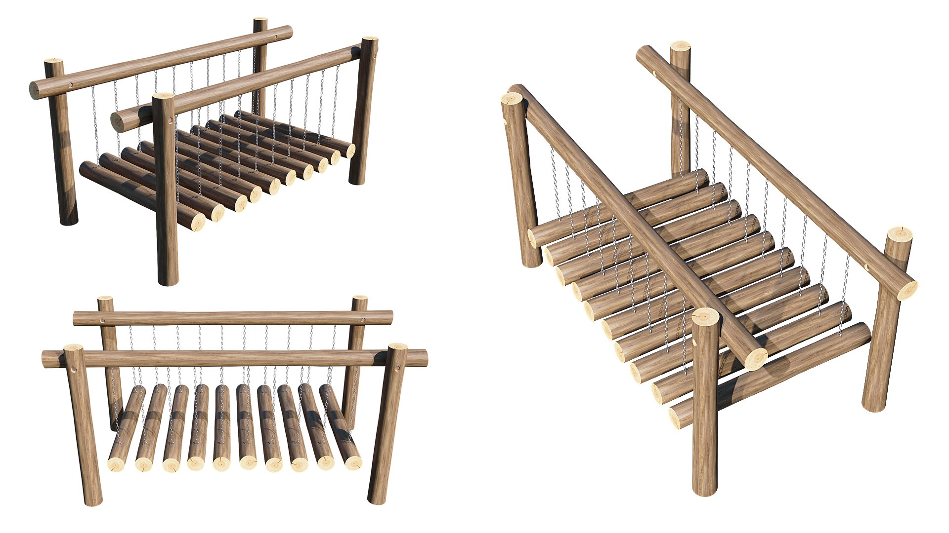 3D Model Playground Wooden Log Balance Beam - TurboSquid 1721296