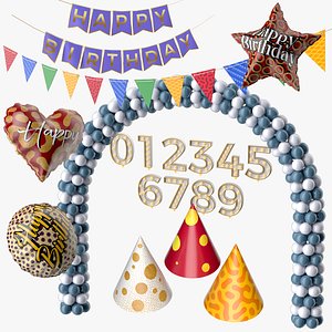 3D Birthday Balloon Party 3D Model Arched Door Model - TurboSquid 2229398