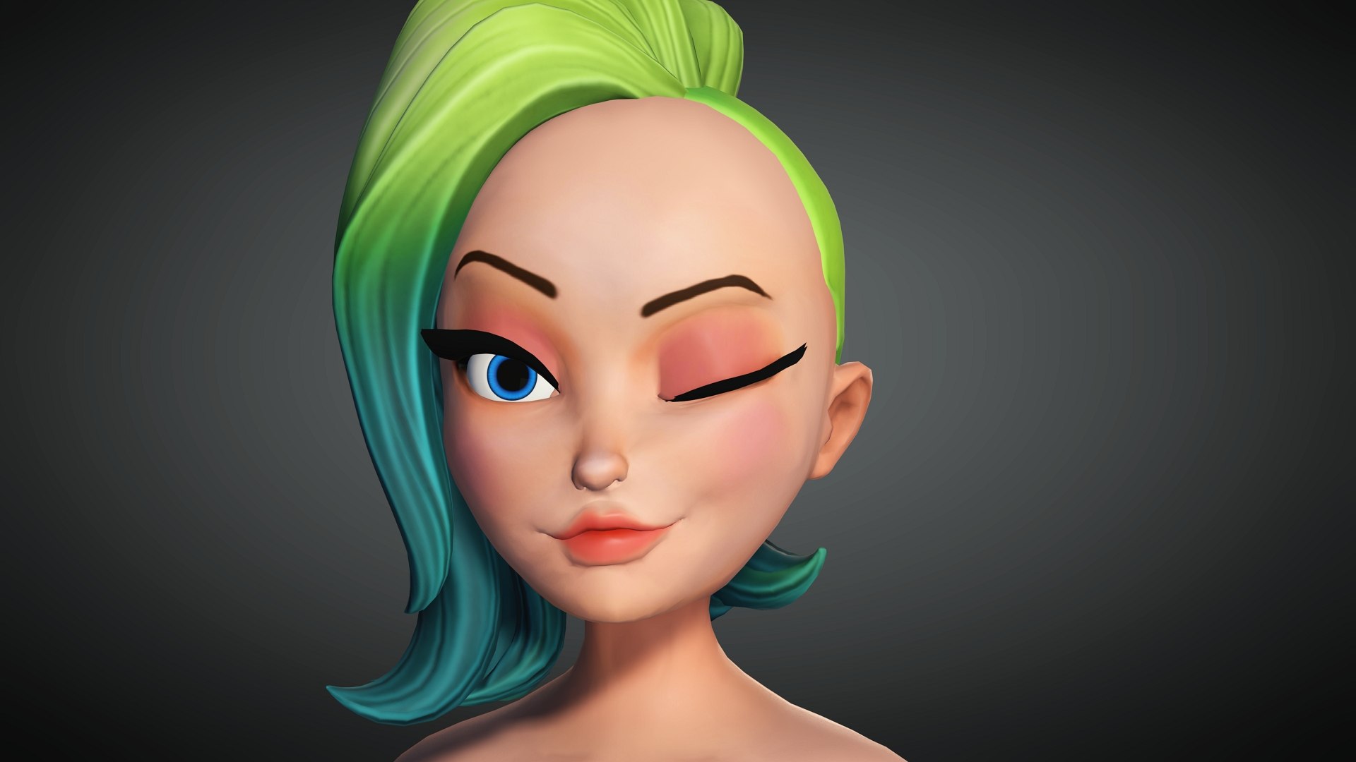 3D Cartoon Women Character 3D Girl -- High-quality fantasy model ...