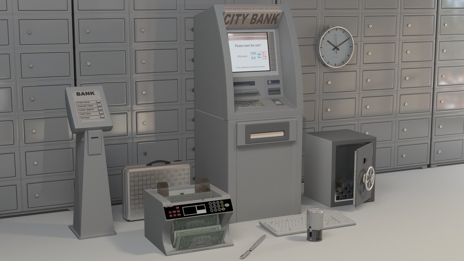 3d Model Bank Accessories