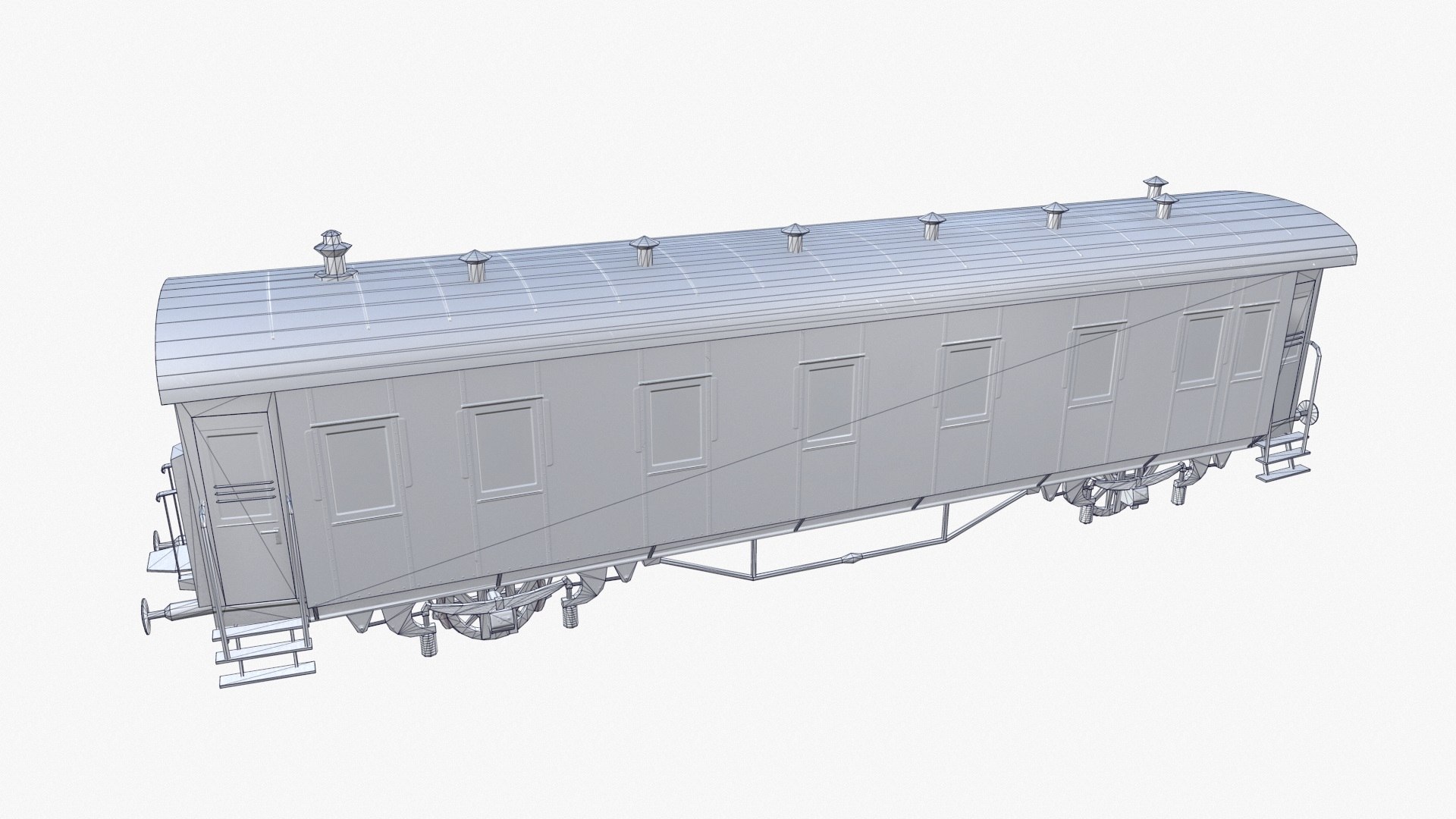 Low-poly 2-axle Passenger Train Obj