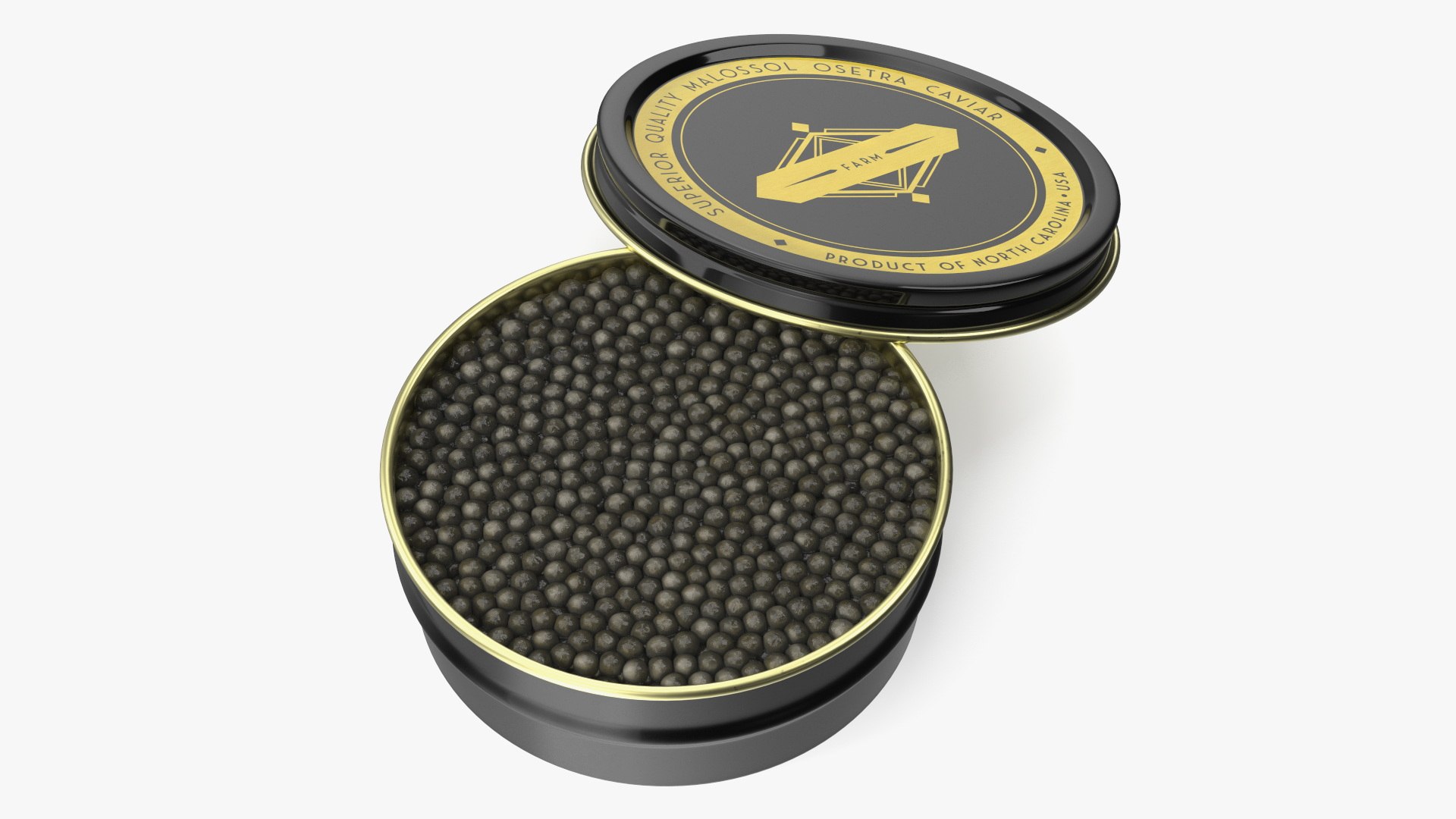 3D Black Sturgeon Caviar Open Tin Model - TurboSquid 2378258